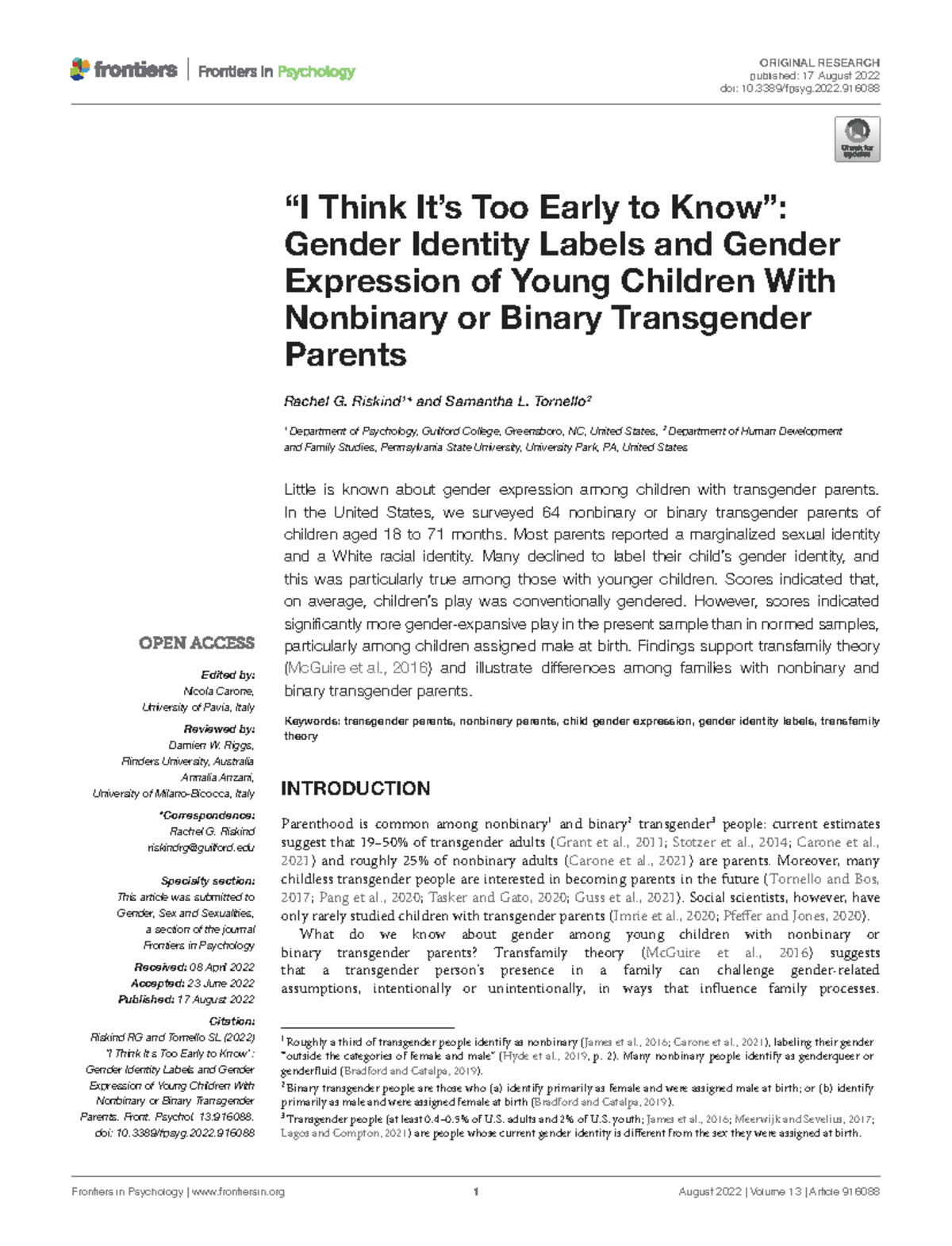Exploring Gender Identity Labels and Expression in Children of Trans ...