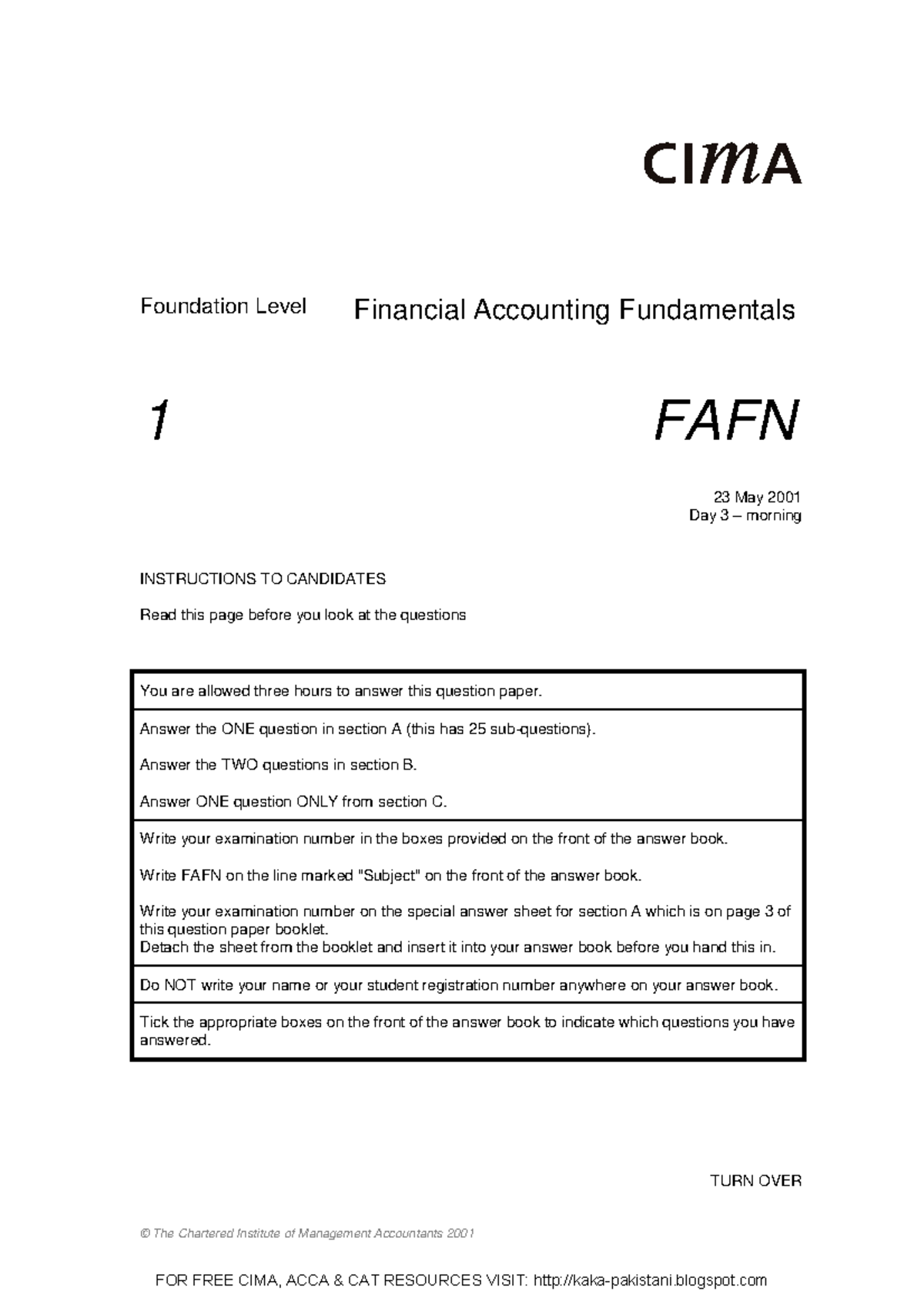 Revised Title: 15582383 CIMA FAFN Financial Accounting Past Exam Papers ...