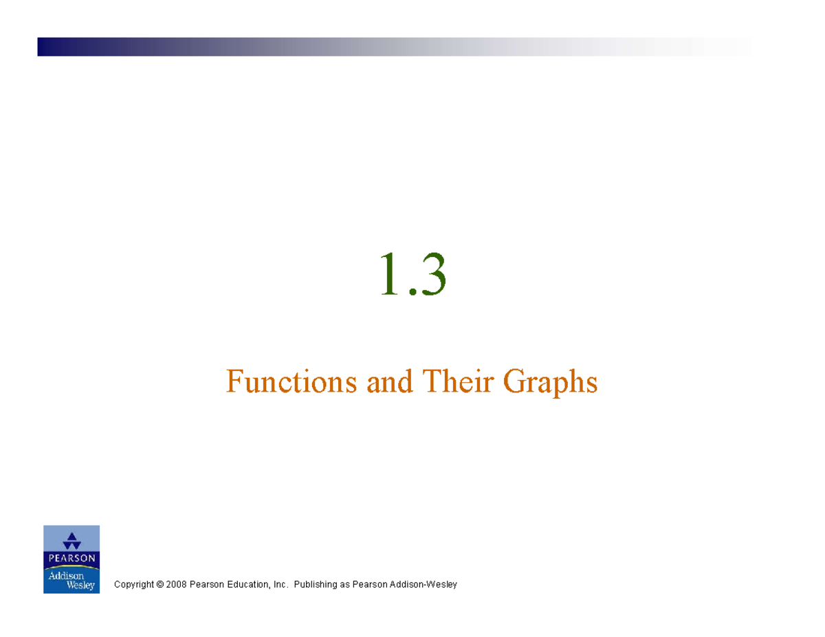 Functions and Their Graphs: Key Concepts and Models - Studocu