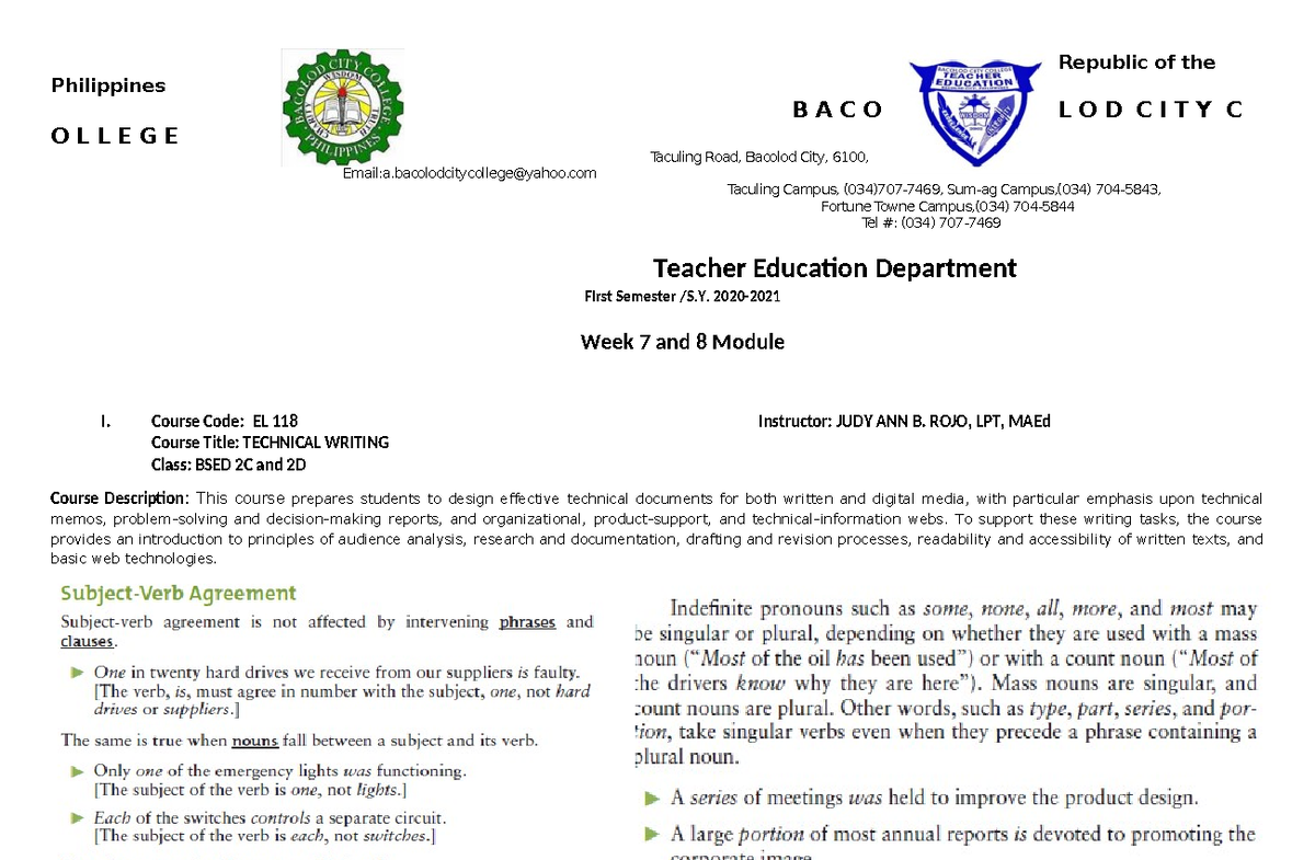 Wk78-Module-EL118 - Week 78 EL 118 - Republic of the Philippines B A C ...