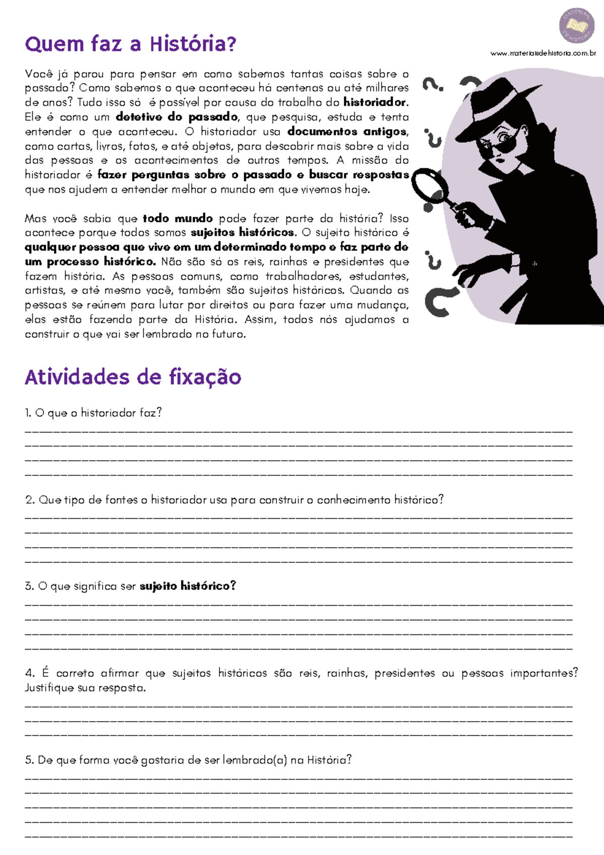 Historiador e Sujeito Histórico: Entendendo Nosso Papel na História - Studocu