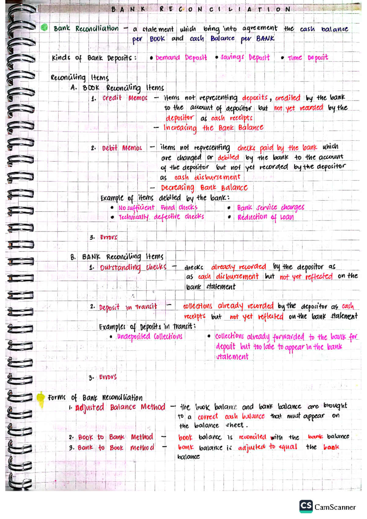 Bank Recon Summary Document - CamScanner Analysis - Studocu
