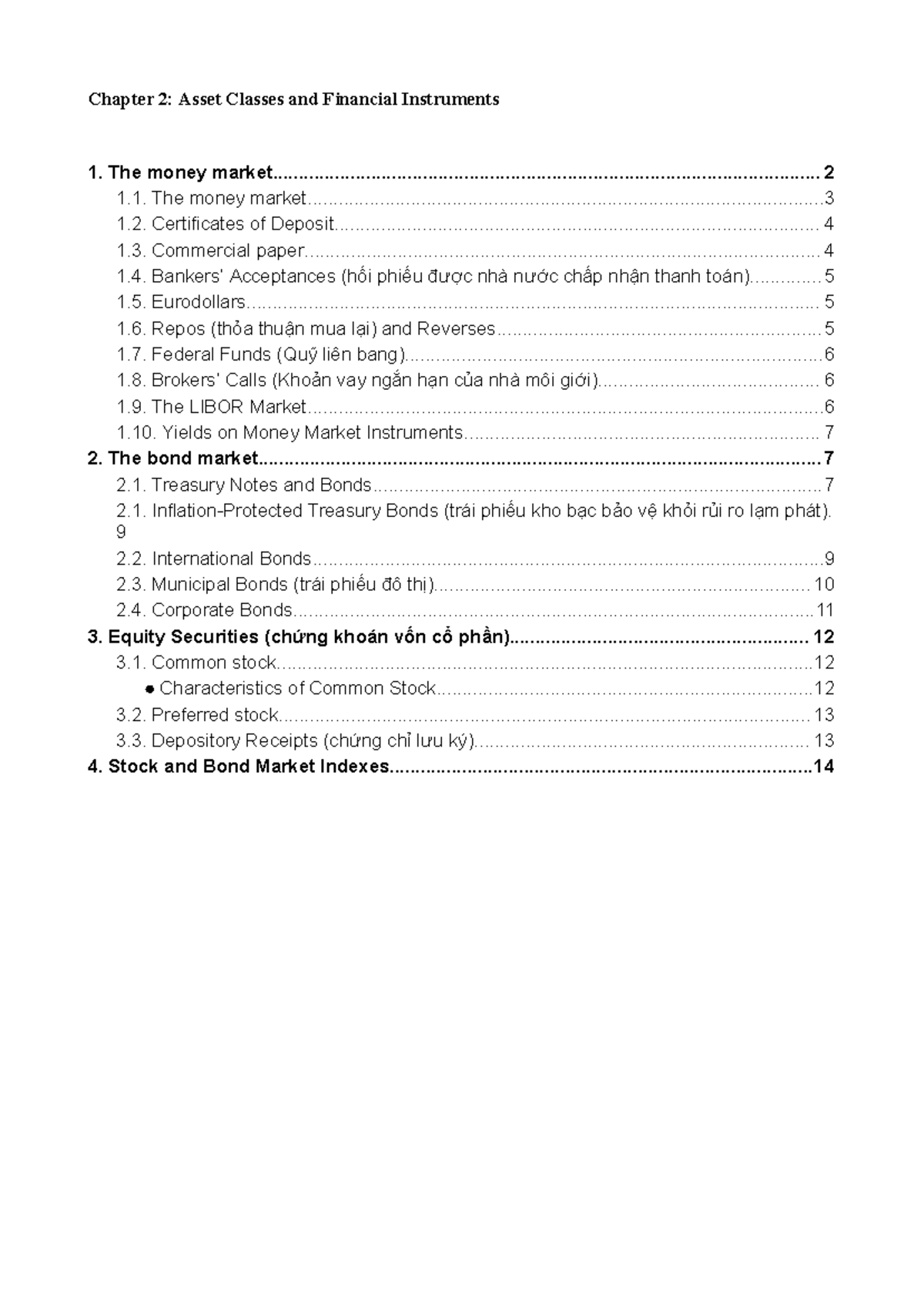 Chapter 2: Asset Classes and Financial Instruments Overview - Studocu