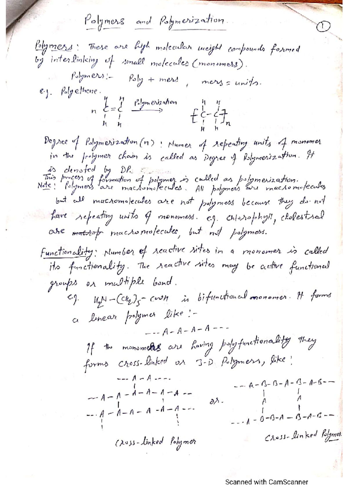 AC Polymers - Complete Notes on Polymerization and Classification - Studocu