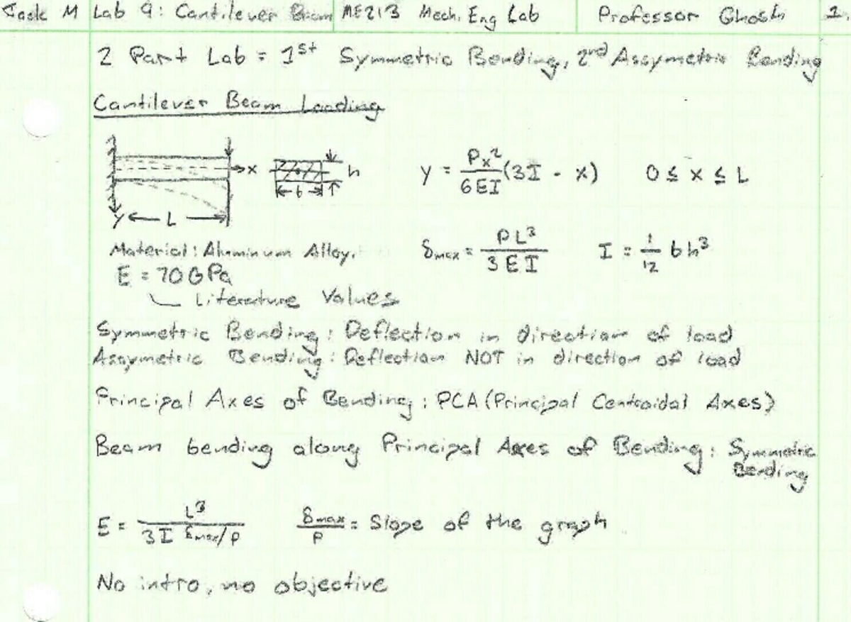 Lab 09 & 10 - Beam Bending Analysis and Findings - Studocu