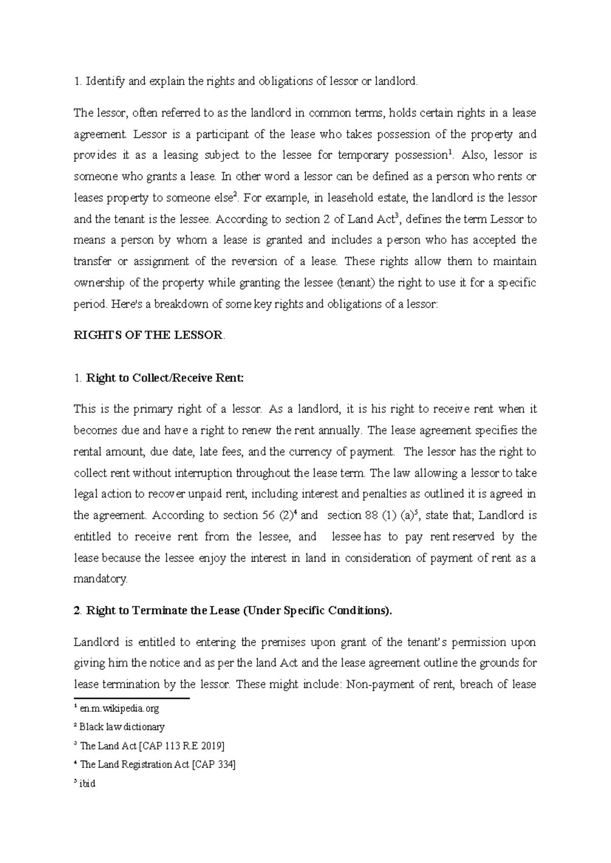 Rights and Obligations of Lessor and Lessee in Lease Agreements - Studocu