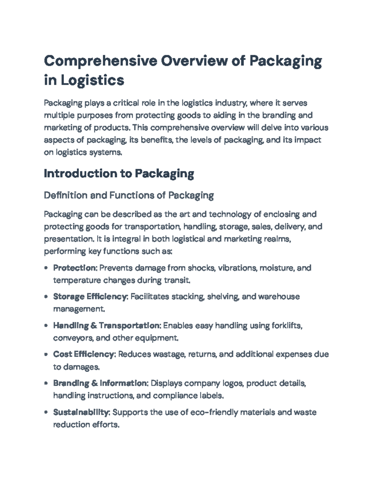 Packaging in Logistics: Comprehensive Overview of Functions & Benefits ...