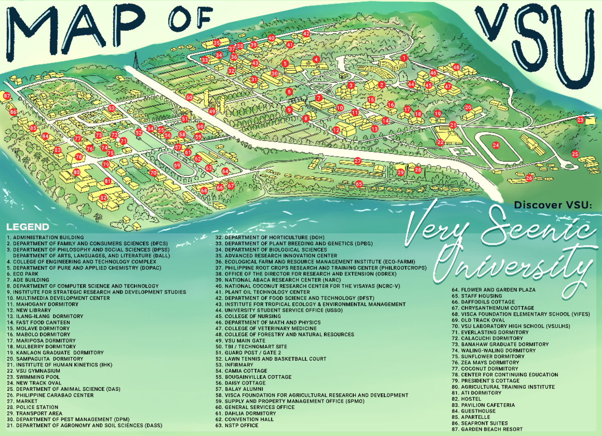 VSU Campus Map with Legends and Department Highlights - Studocu