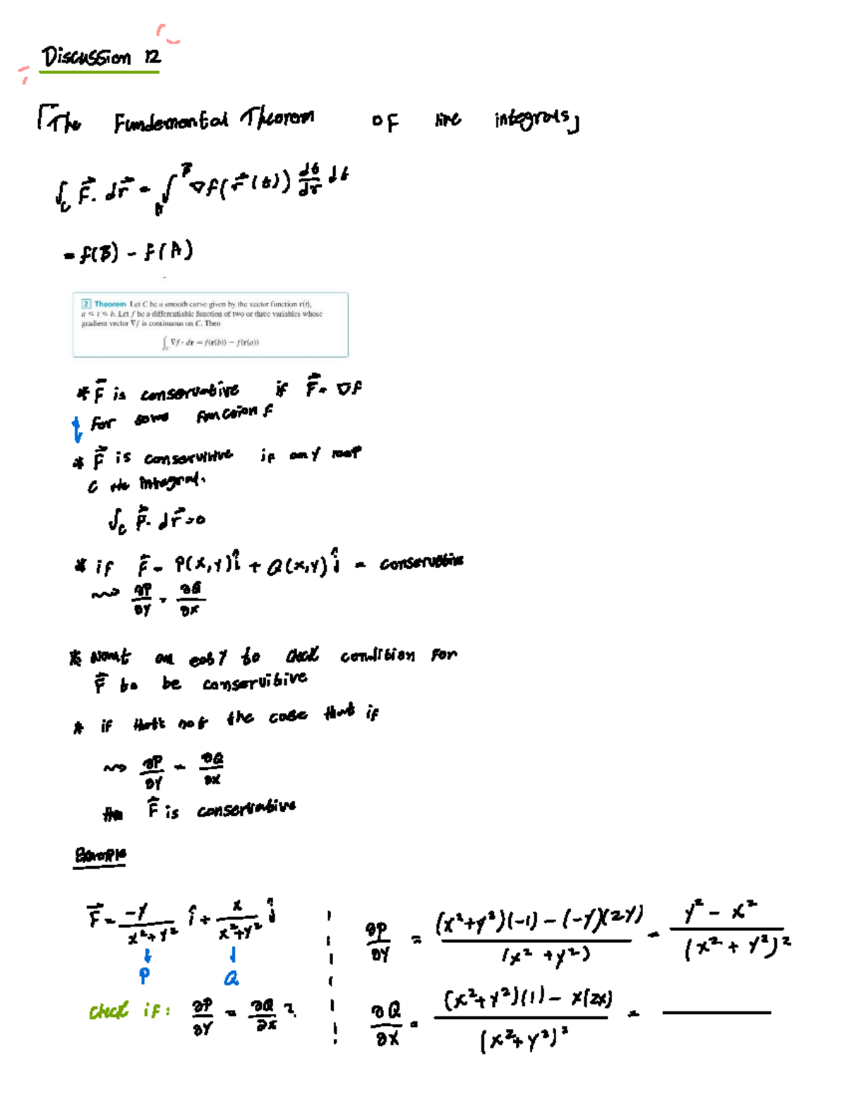 Math 53 Discussion 12: Understanding Conservative Fields and Integrals - Studocu
