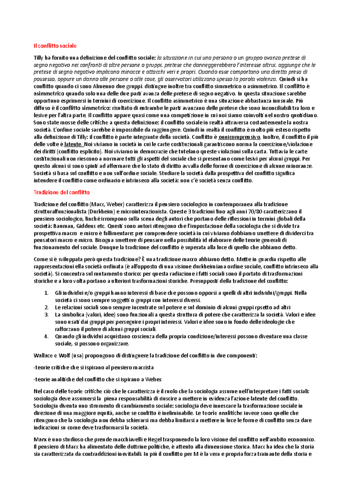 Il conflitto sociale - appunti completi - Il conflitto sociale Tilly ha ...