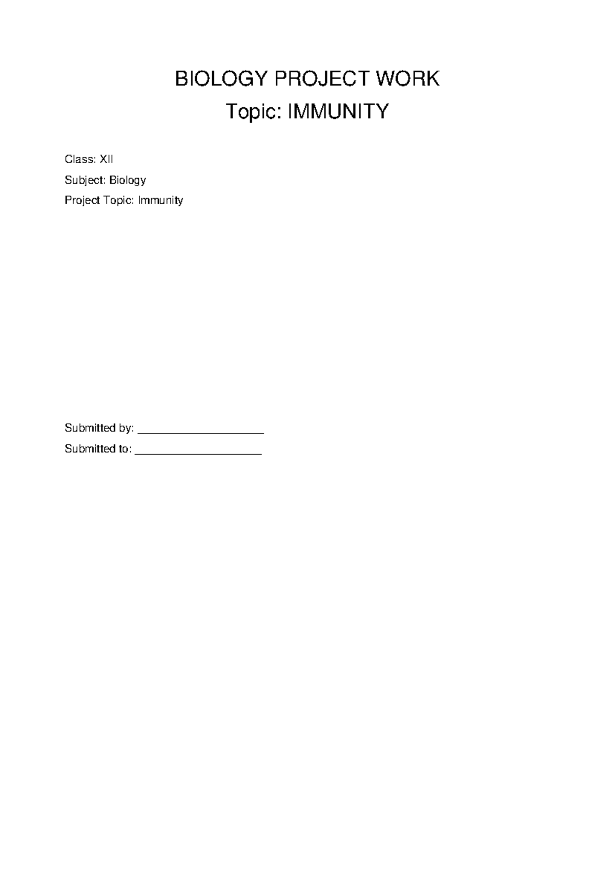 Class 12 Biology Project: Understanding Immunity - Studocu