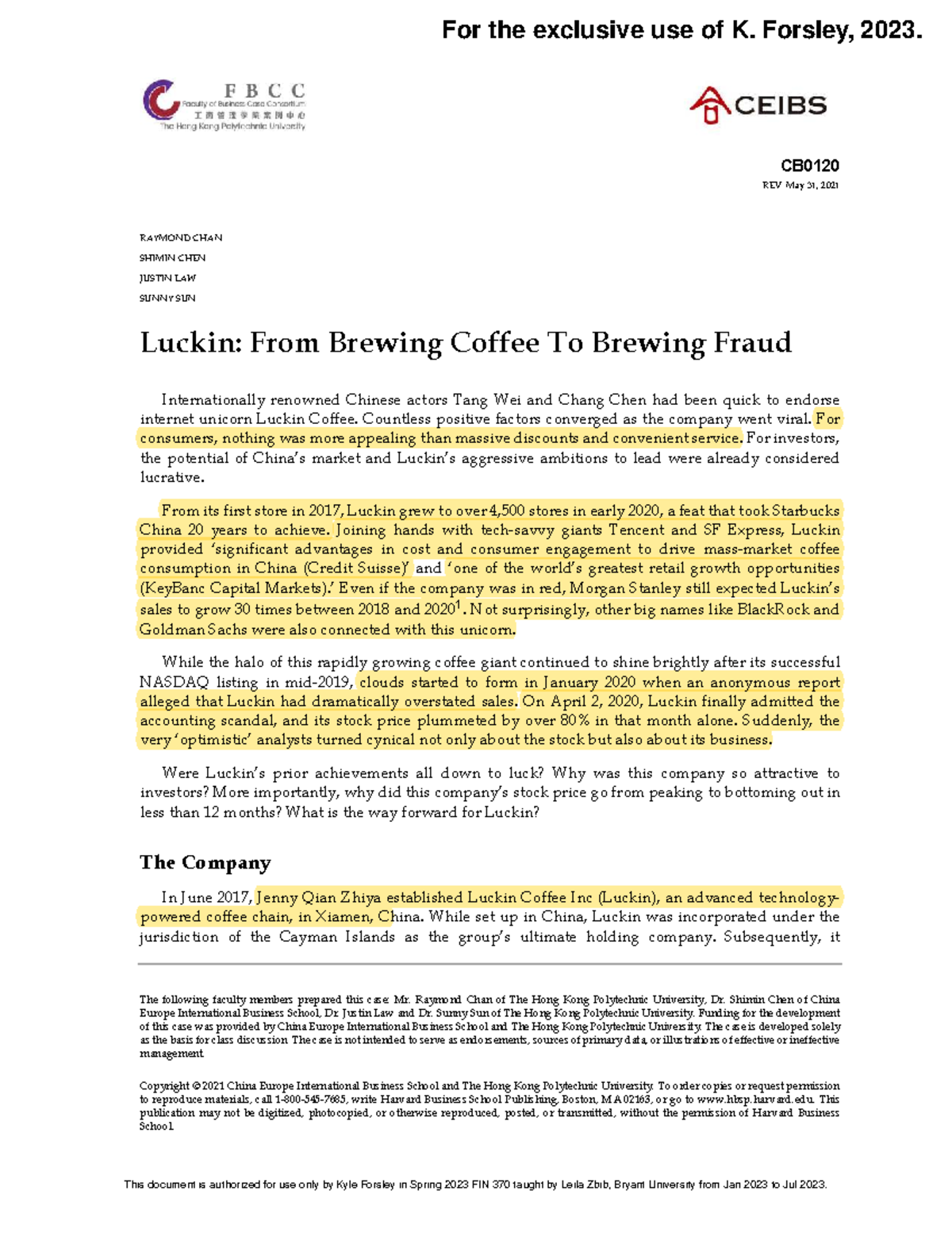 Luckin Coffee Case Study: From Brewing Success to Fraud (FIN 370) - Studocu