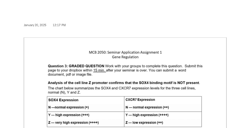 MCB 2050: Seminar Application Assignment 1 on Gene Regulation - Studocu