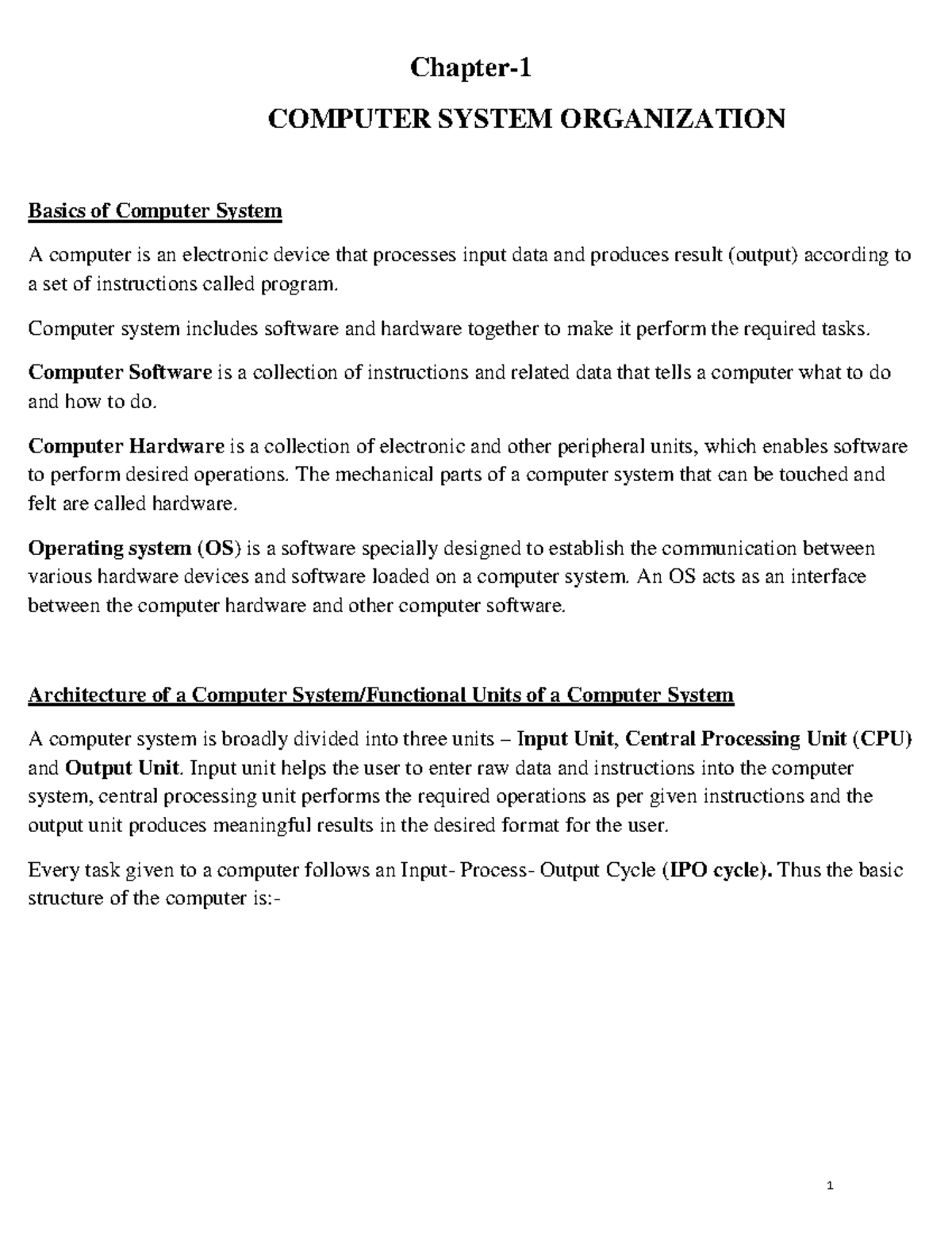 COMP 101: Chapter 1 - Basics of Computer System Organization - Studocu