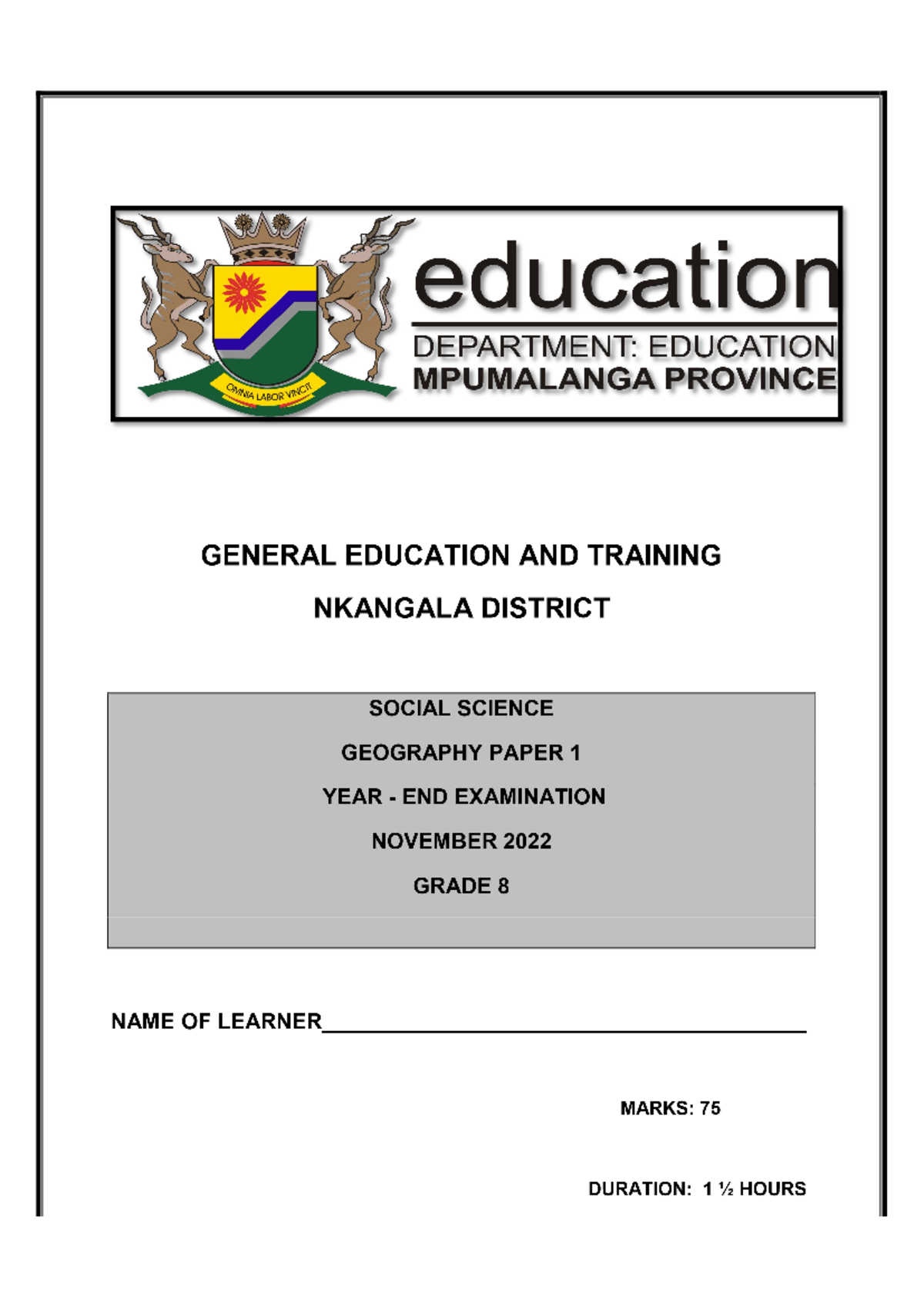 GEO GR 8 TERM 4 QP - Geography Grade 8 Question Paper - Studocu