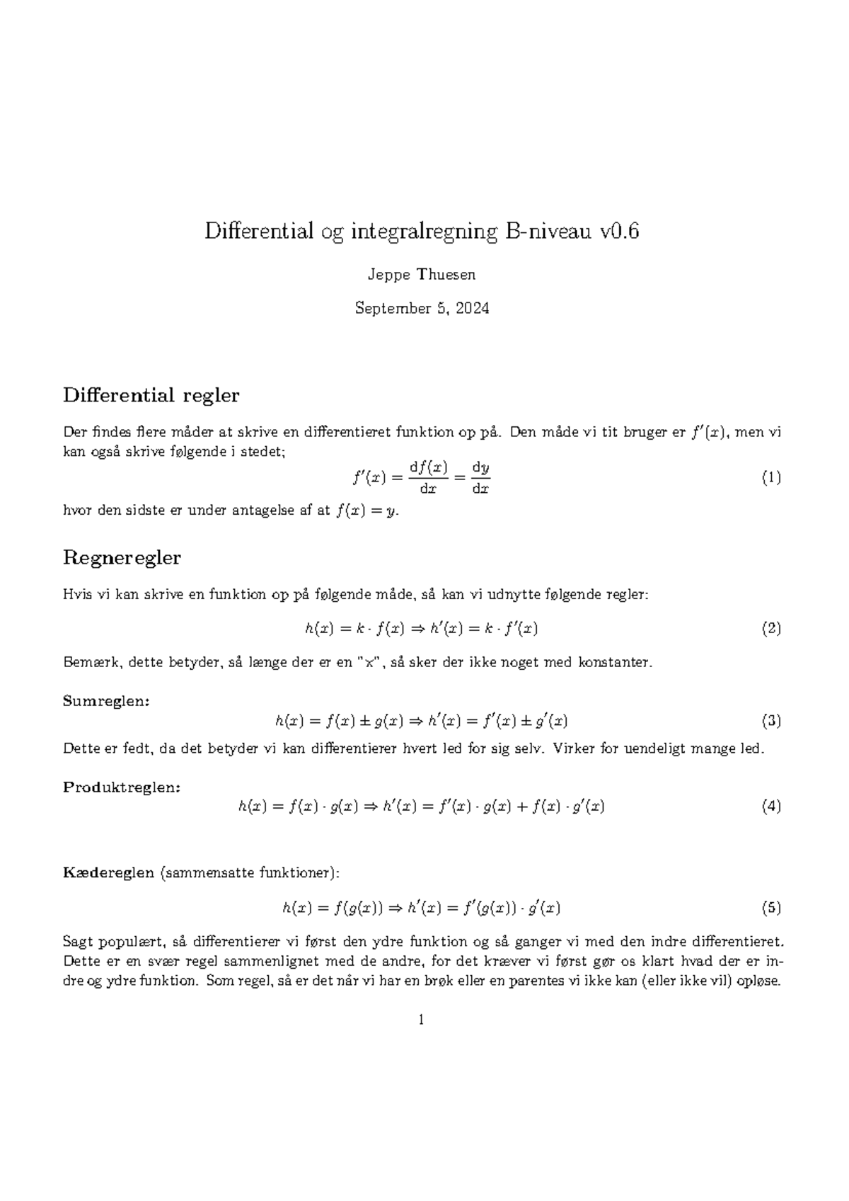 Formelsamling: Regneregler for Differential og Integralregning - B ...