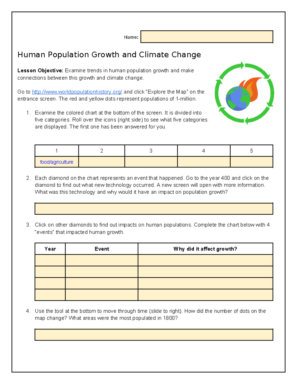 Lab Handout: Human Population Growth & Climate Change Analysis - Studocu