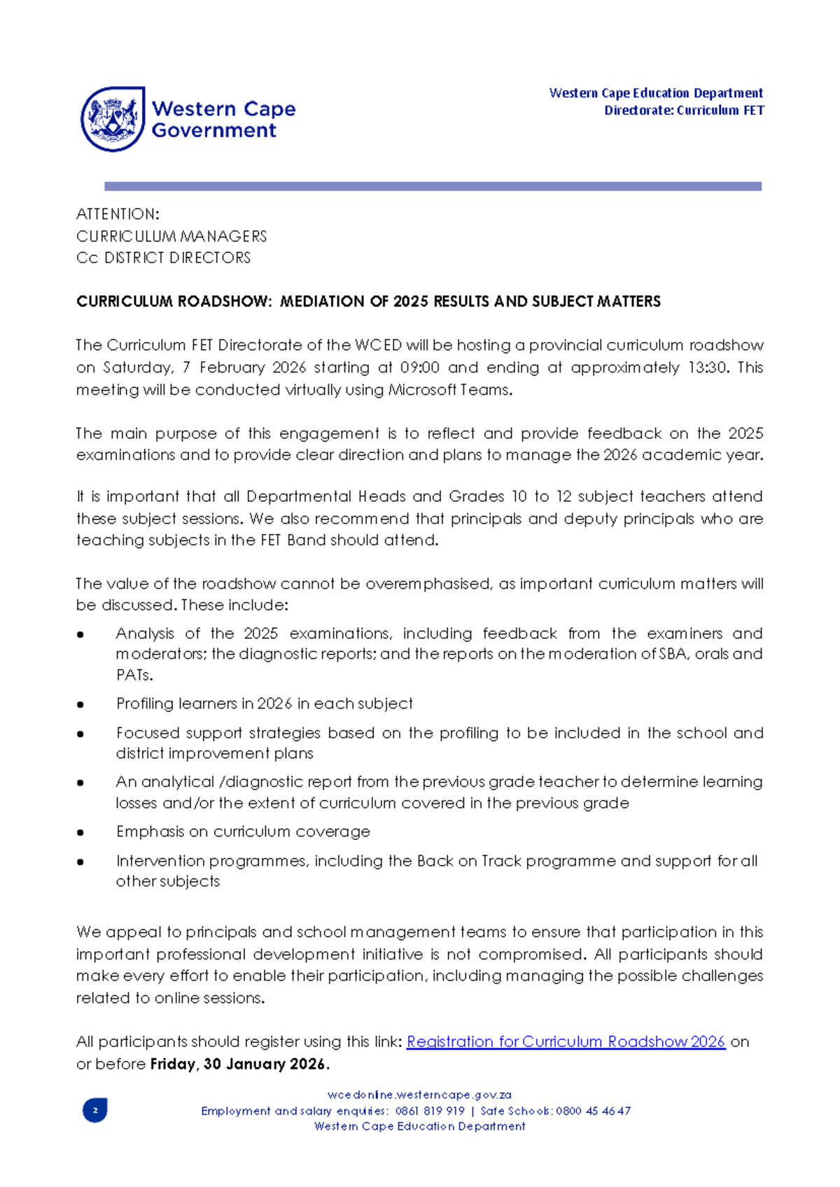 Curriculum FET Roadshow 2026: Invitation & Agenda Details - Studocu