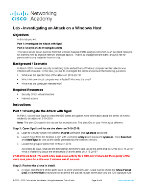 26.1.7 Lab - Snort and Firewall Rules - Topology Objectives Part 1: Preparing the Virtual - Studocu