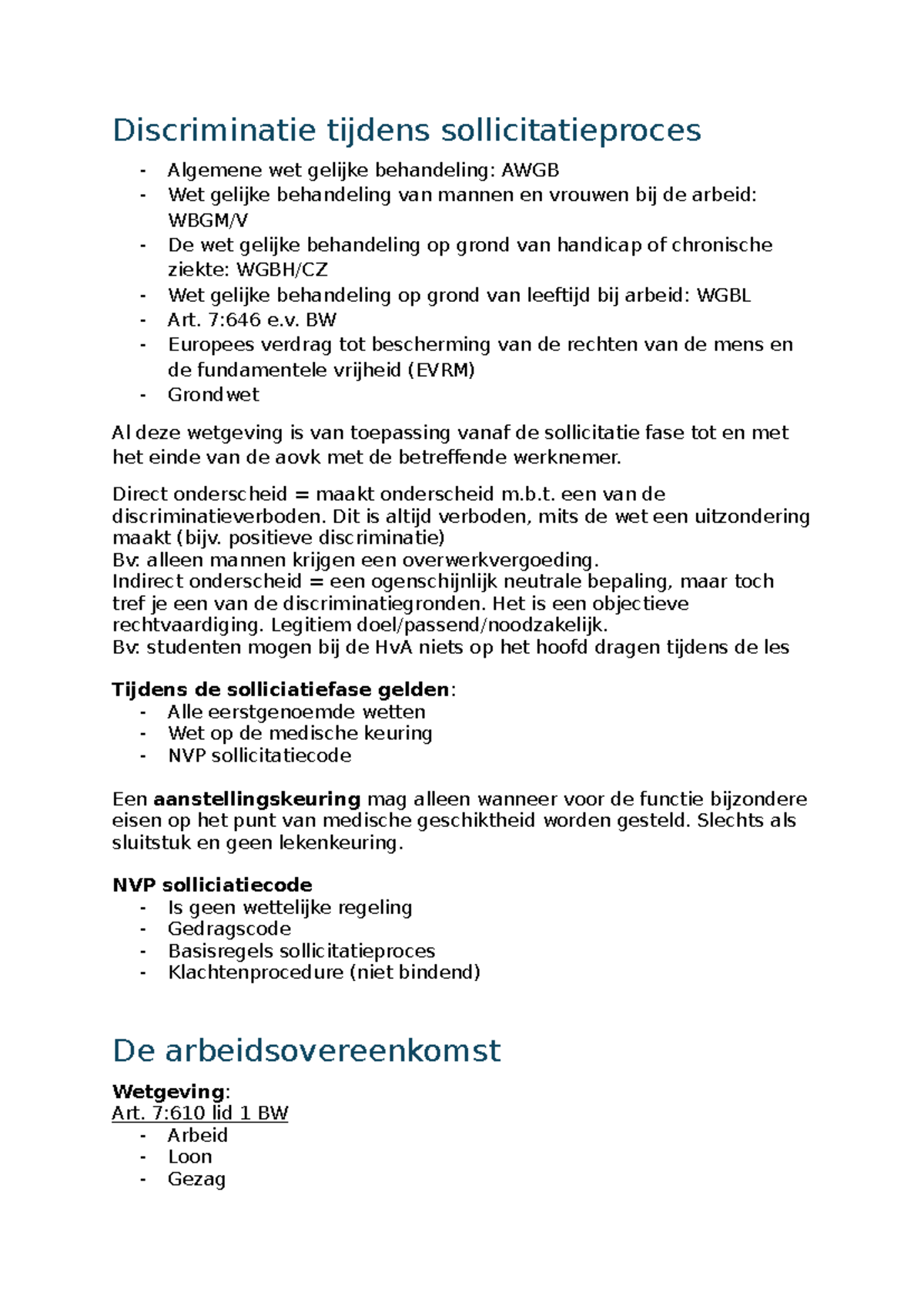 Arbeidsrecht en Discriminatie tijdens Sollicitatie HvA Minor HRM ...