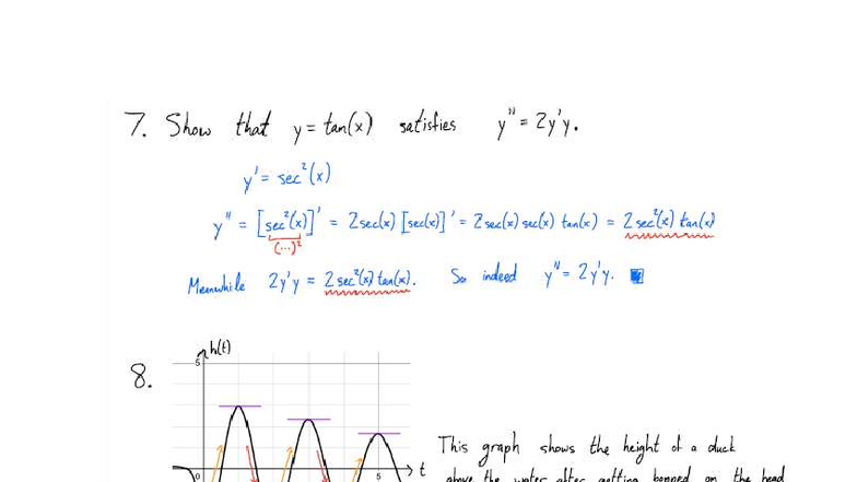 Calculus 101: Derivatives and Graph Analysis of Duck Height - Studocu