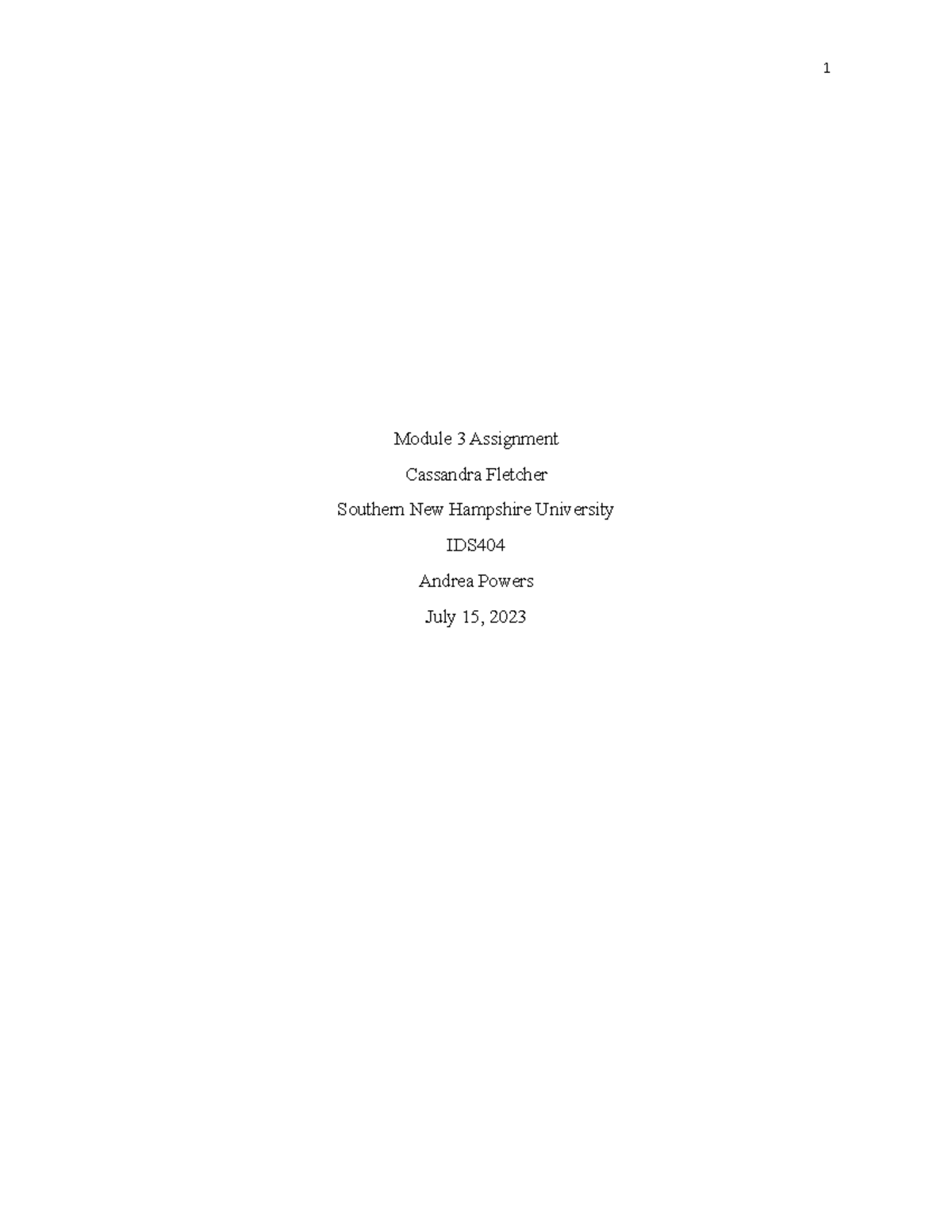 IDS404 Module 3 Assignment - Module 3 Assignment Cassandra Fletcher ...