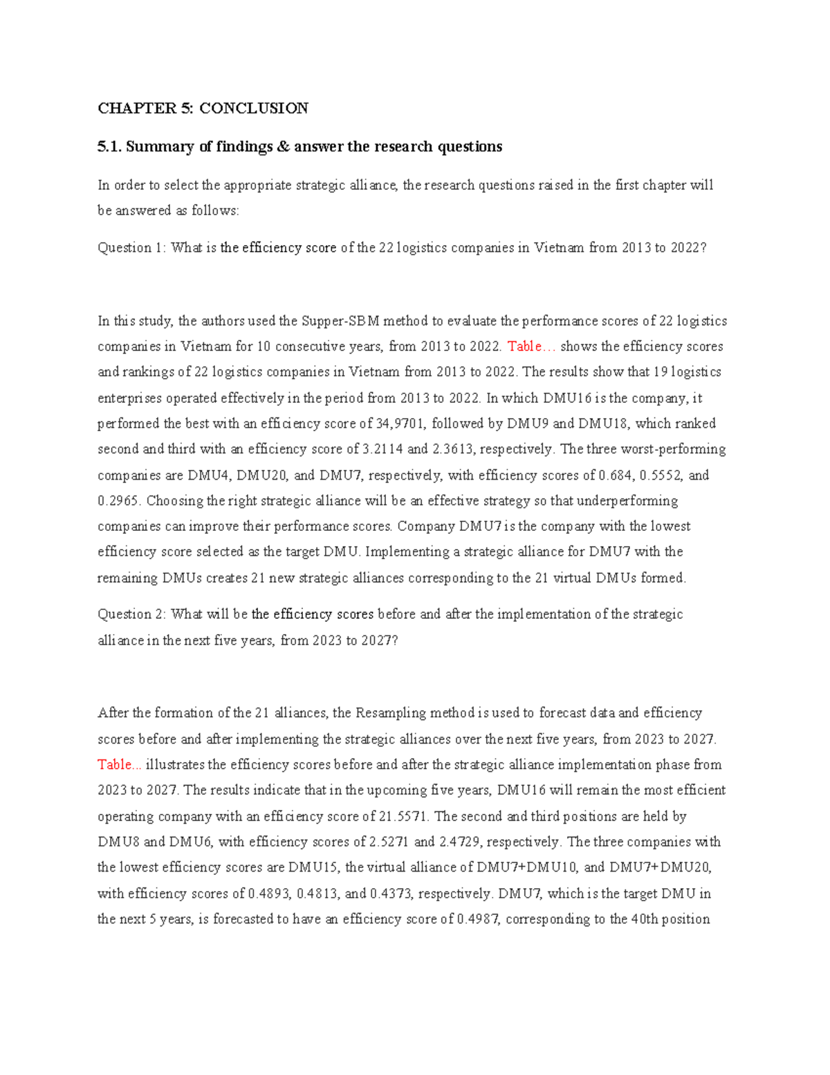 CHAPTER 5: CONCLUSION AND STRATEGIC ALLIANCE RECOMMENDATIONS - Studocu
