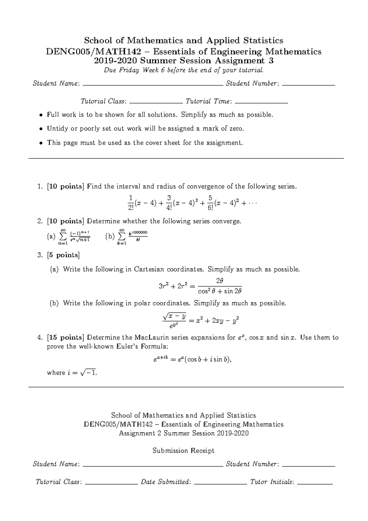 Assignment 3 2019 (summer session) - School of Mathematics and Applied ...