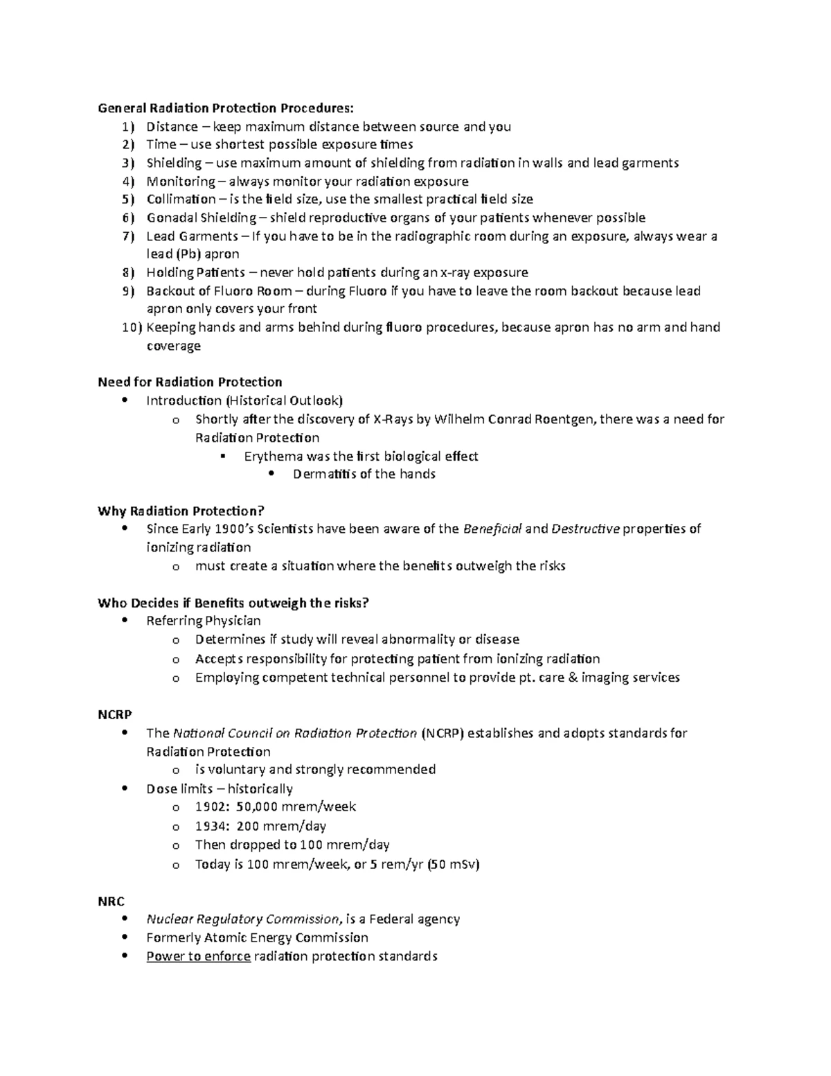 3. Cardinal Rules of Radiation Protection - min, or sec (see 3 examples ...