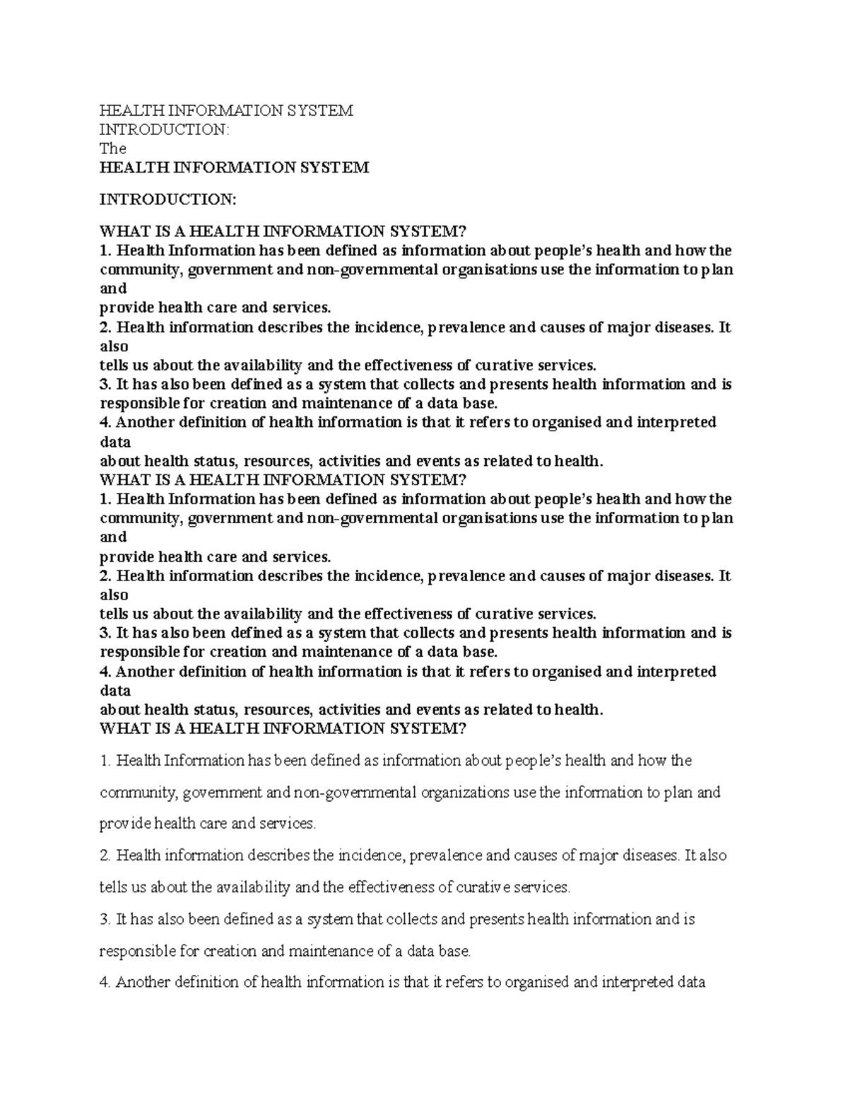 Health Information System Overview and Key Objectives - Studocu