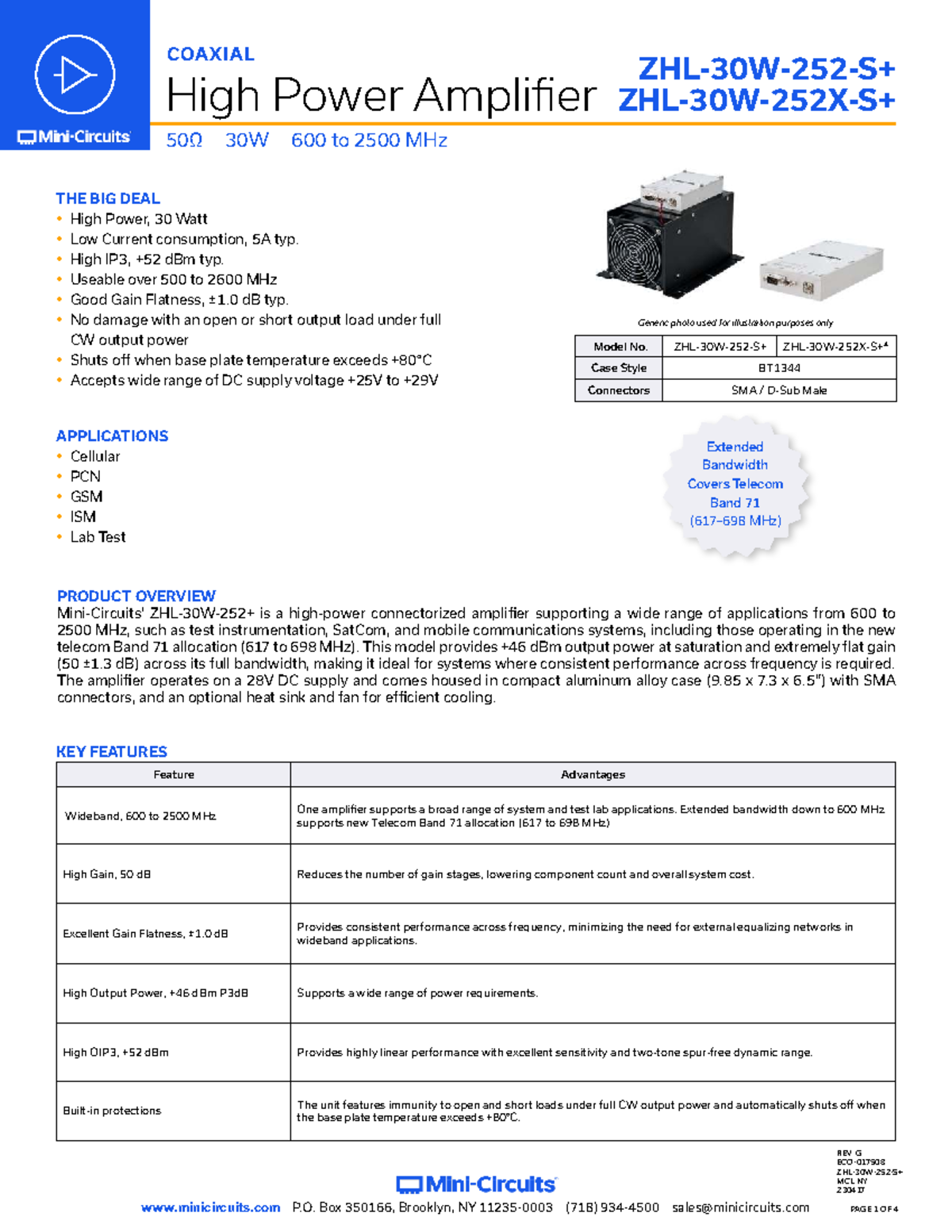 COAXIAL High Power Amplifier 50Ω 30W 600-2500 MHz Specifications - Studocu