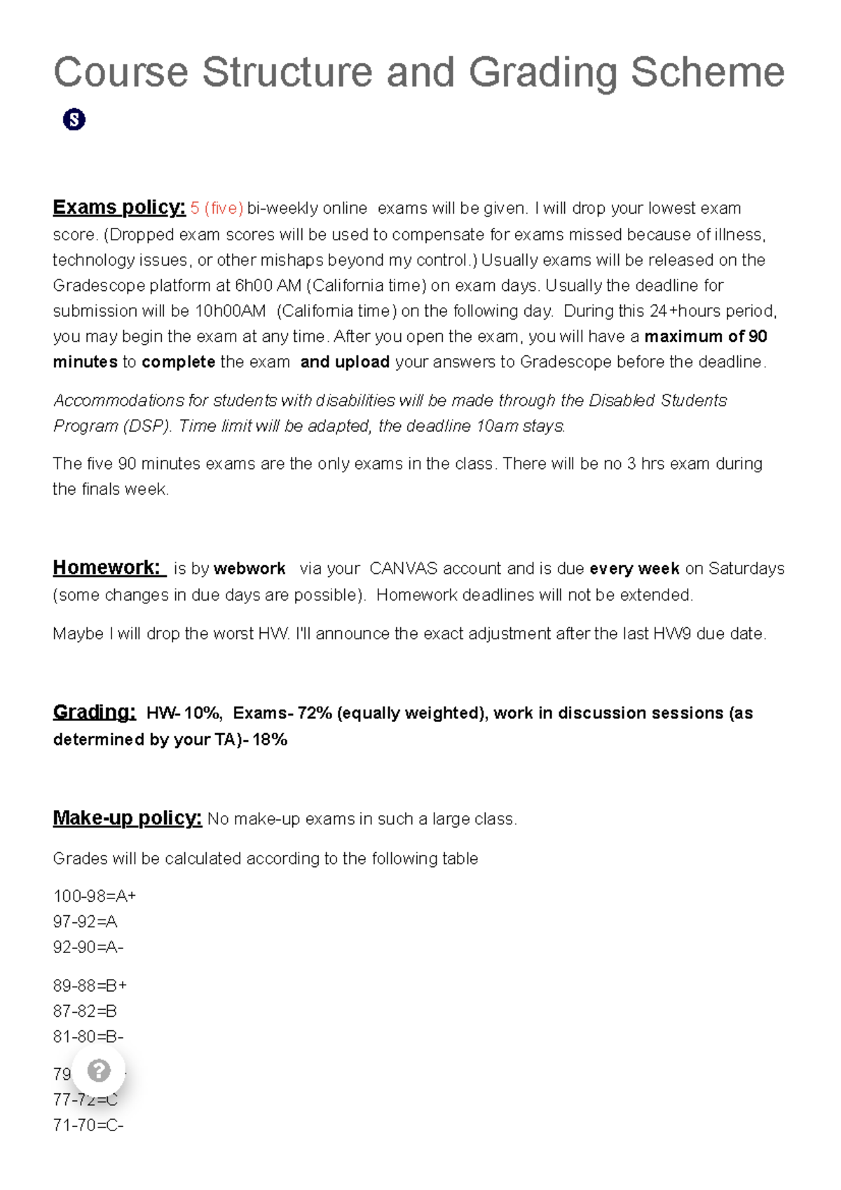 Course Structure and Grading Scheme MATH 4A - LIN ALG W APPS - Fall ...