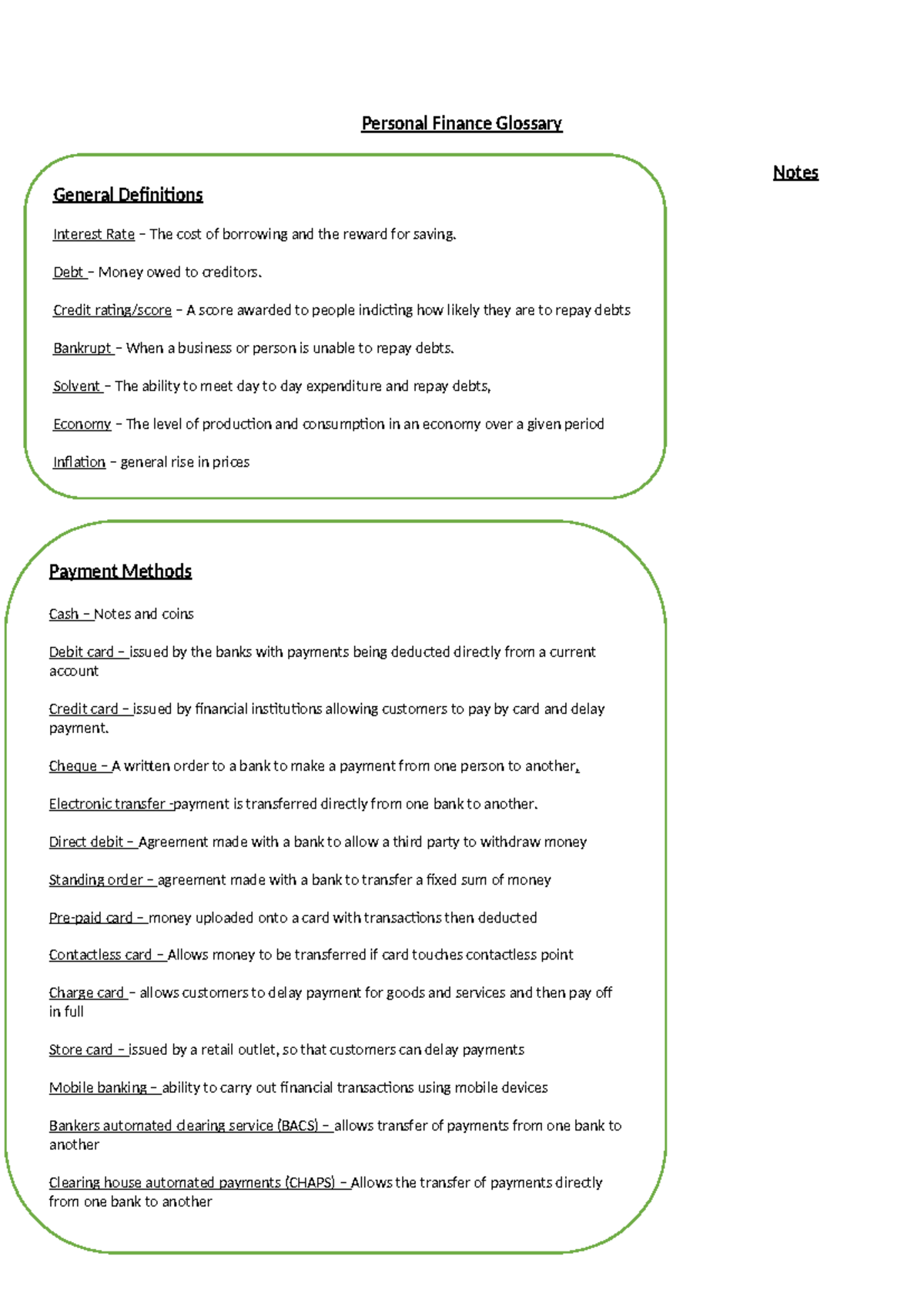 Personal Finance Glossary: Key Terms and Definitions - Studocu
