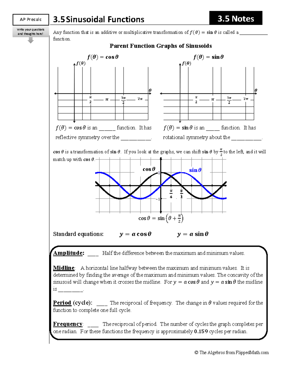 AP Precalc 3.5 Notes: Understanding Sinusoidal Functions - Studocu