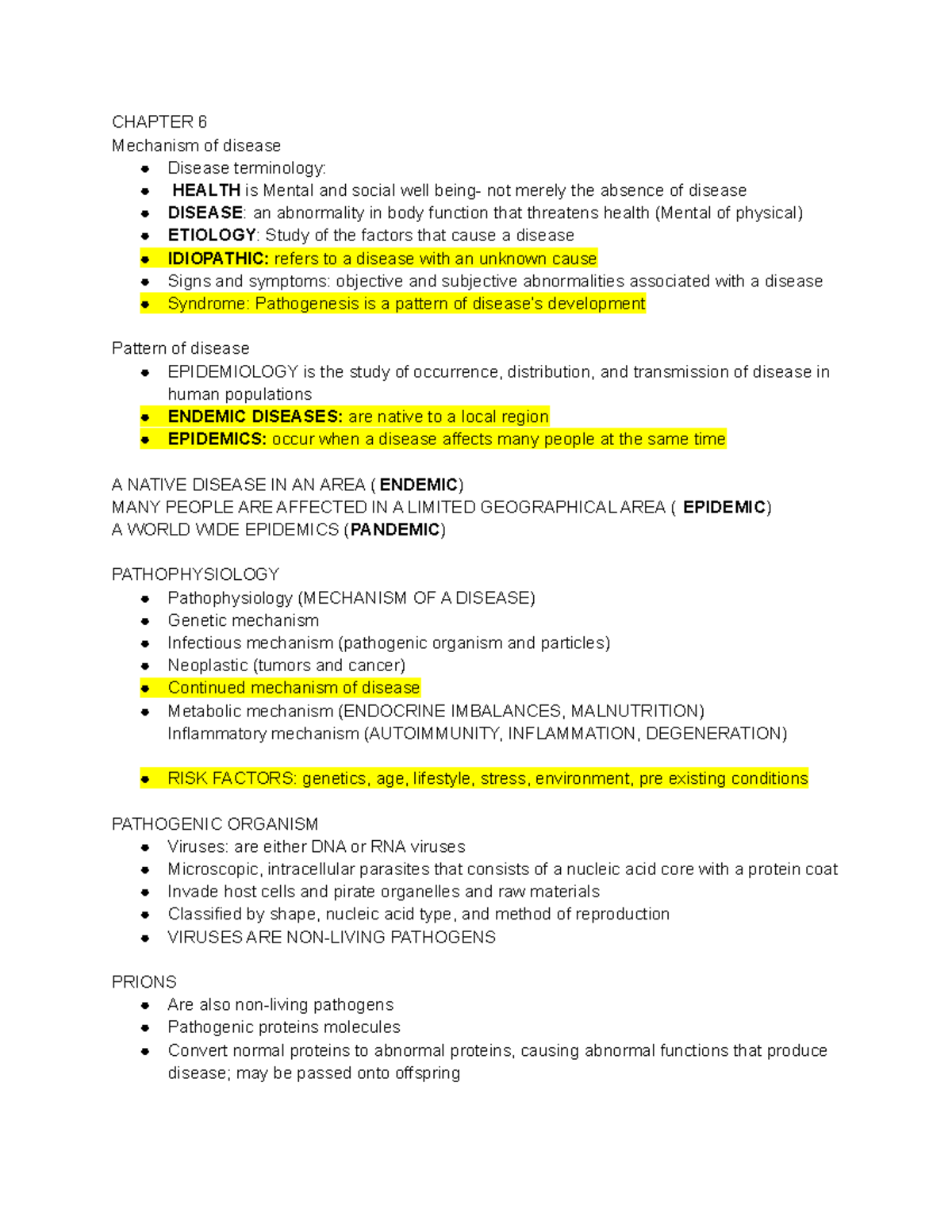 Anatomy Chapters 6-8: Mechanisms of Disease & Skeletal System Functions ...
