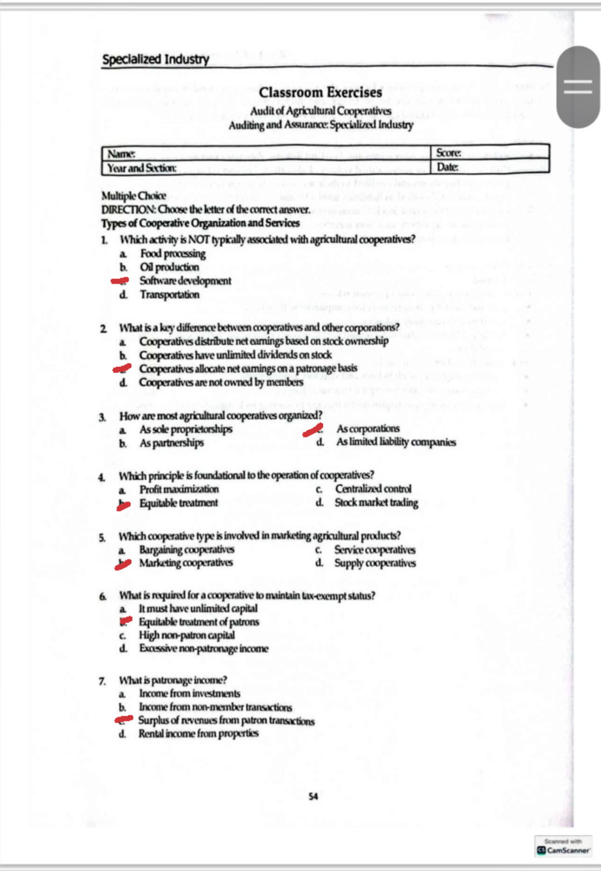AGRI-2 - Specialized Industry Audit of Agricultural Cooperatives Exam ...