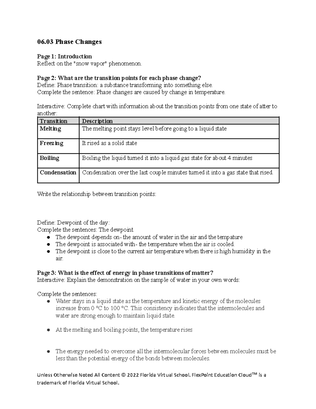 06.03 Chemistry Journal: Understanding Phase Changes and Transitions ...