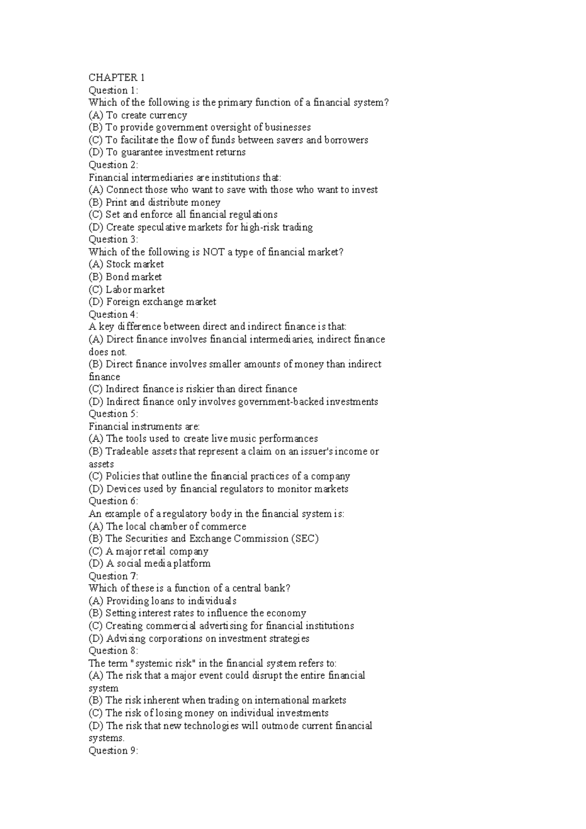 Chapter 1 tttc - CHAPTER 1 Question 1: Which of the following is the ...