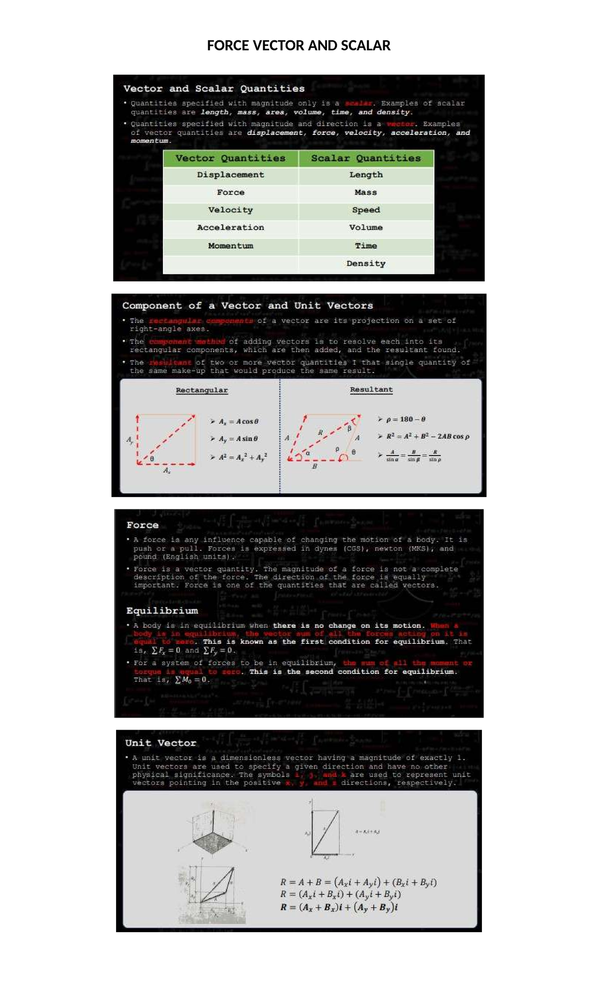 Force Vector AND Scalar - Mechanical Engineering - FORCE VECTOR AND ...