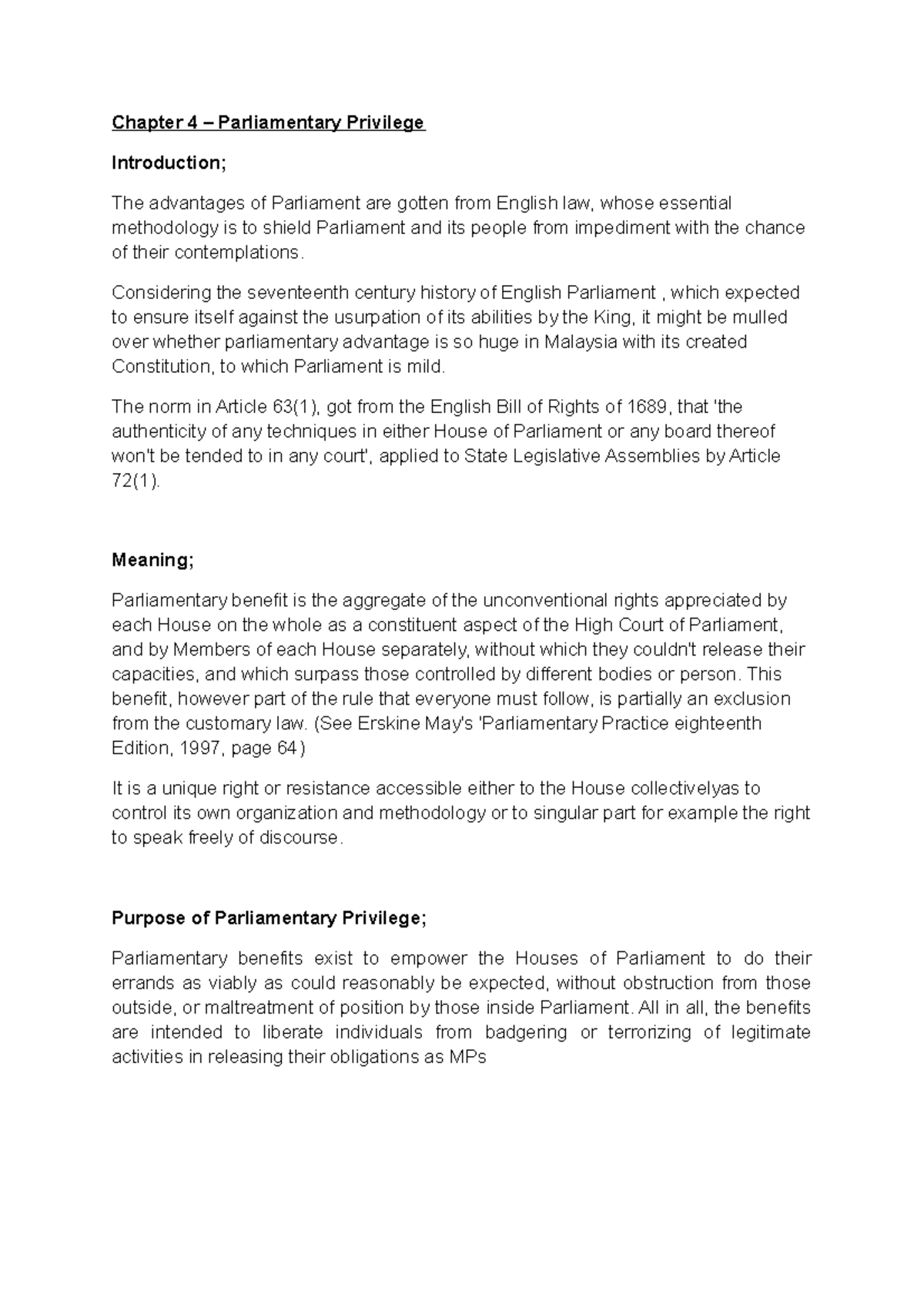 Chapter 4 - Parliamentary Privilege - Chapter 4 – Parliamentary ...