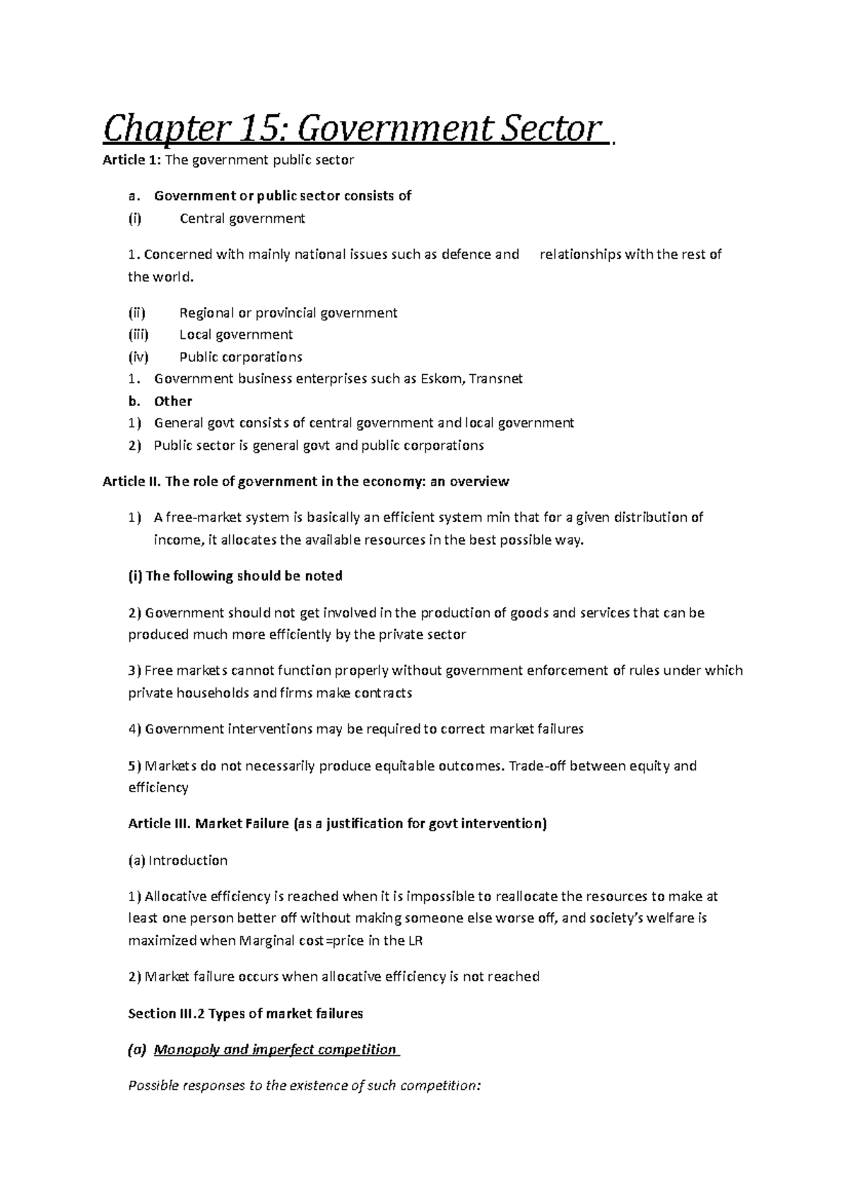 Chapter 15 Lecture Notes: Government Sector Overview and Analysis - Studocu