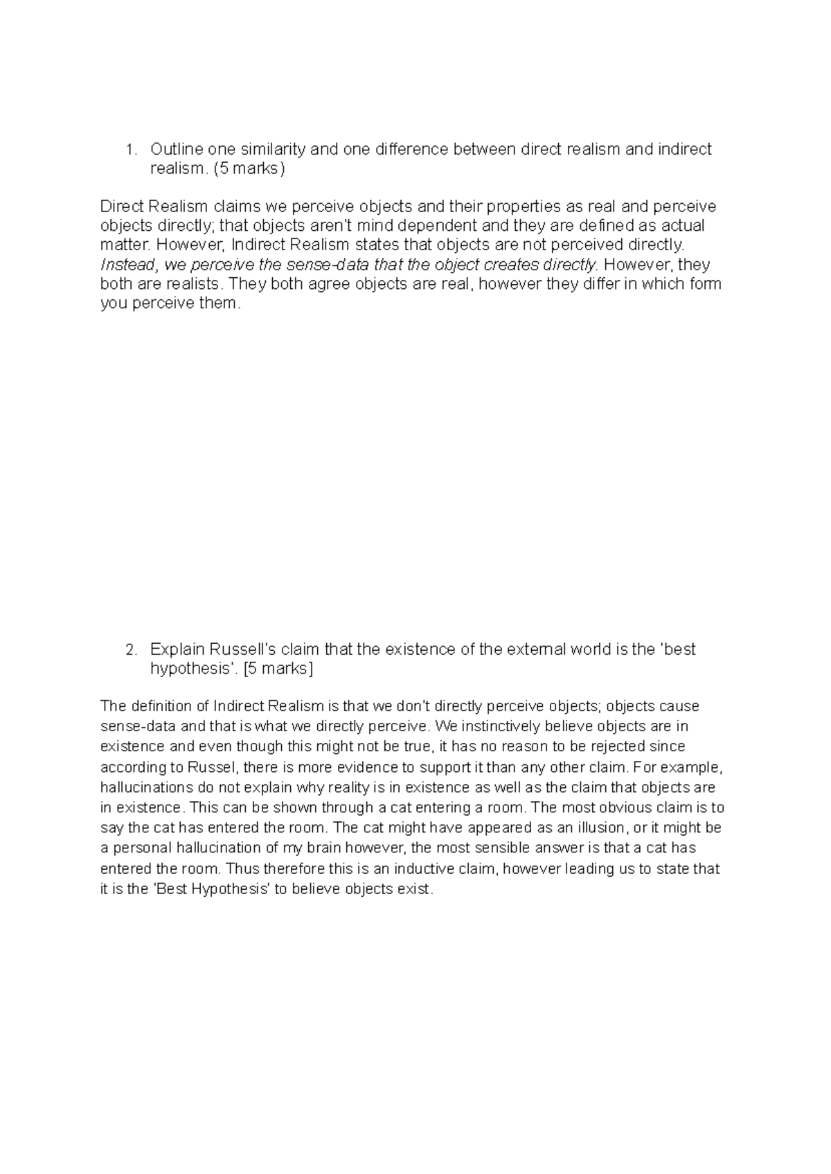Indirect Realism vs. Direct Realism: Similarities & Differences ...