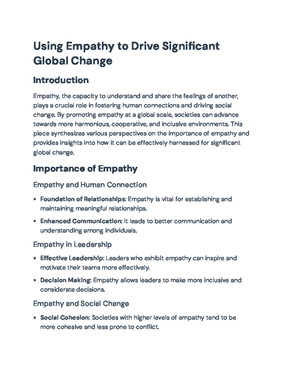 Empathy as a Catalyst for Global Change: Insights and Strategies ...