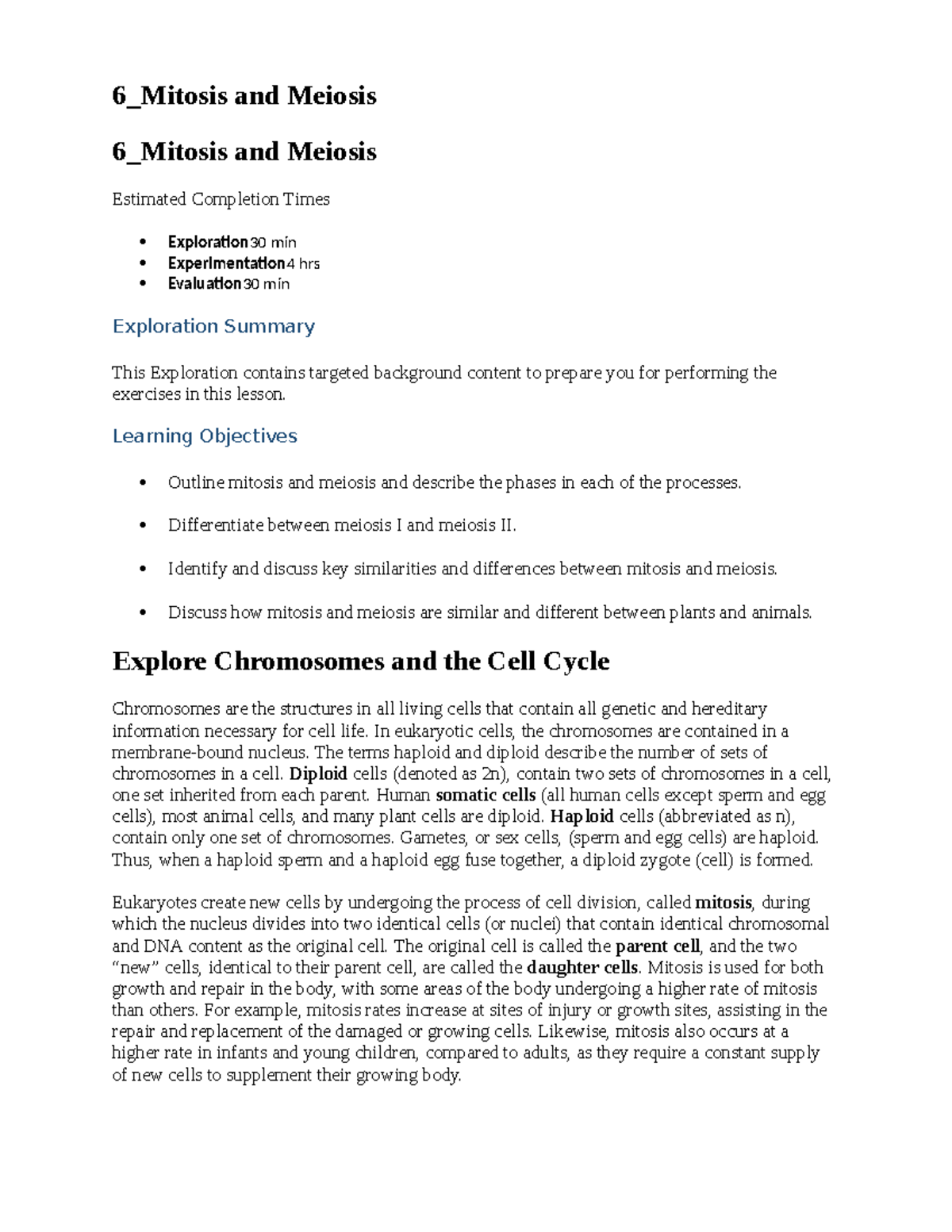 6 Mitosis and Meiosis 1 - Comprehensive Study Guide for Labs - Studocu