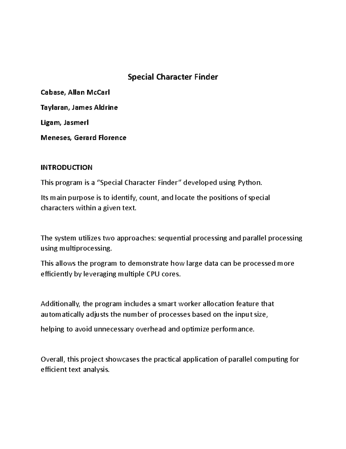 Special Character Finder: Python Program for Text Analysis - Studocu