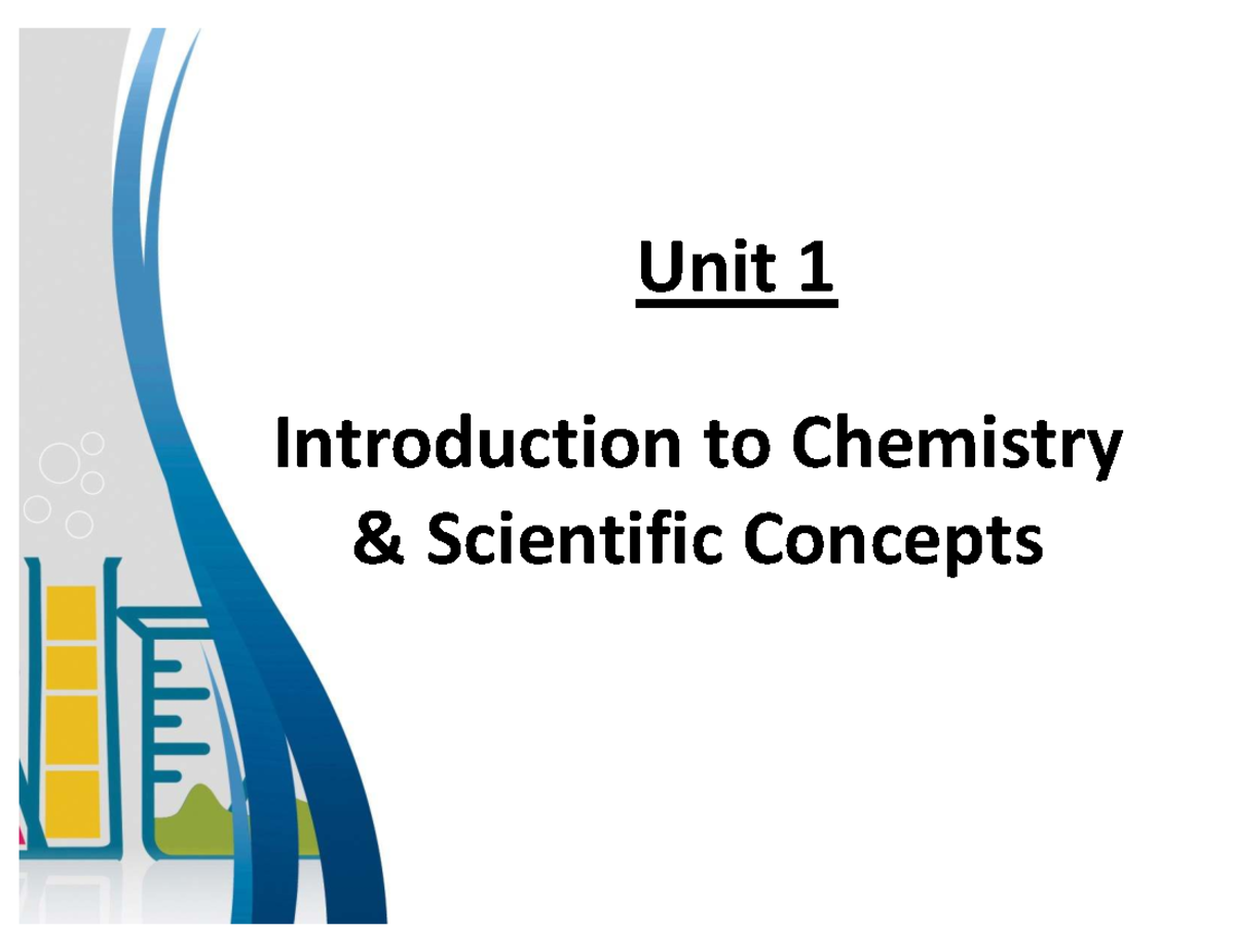 Unit 1: Introduction to Chemistry Concepts - Chemistry 5th Ed. - Studocu