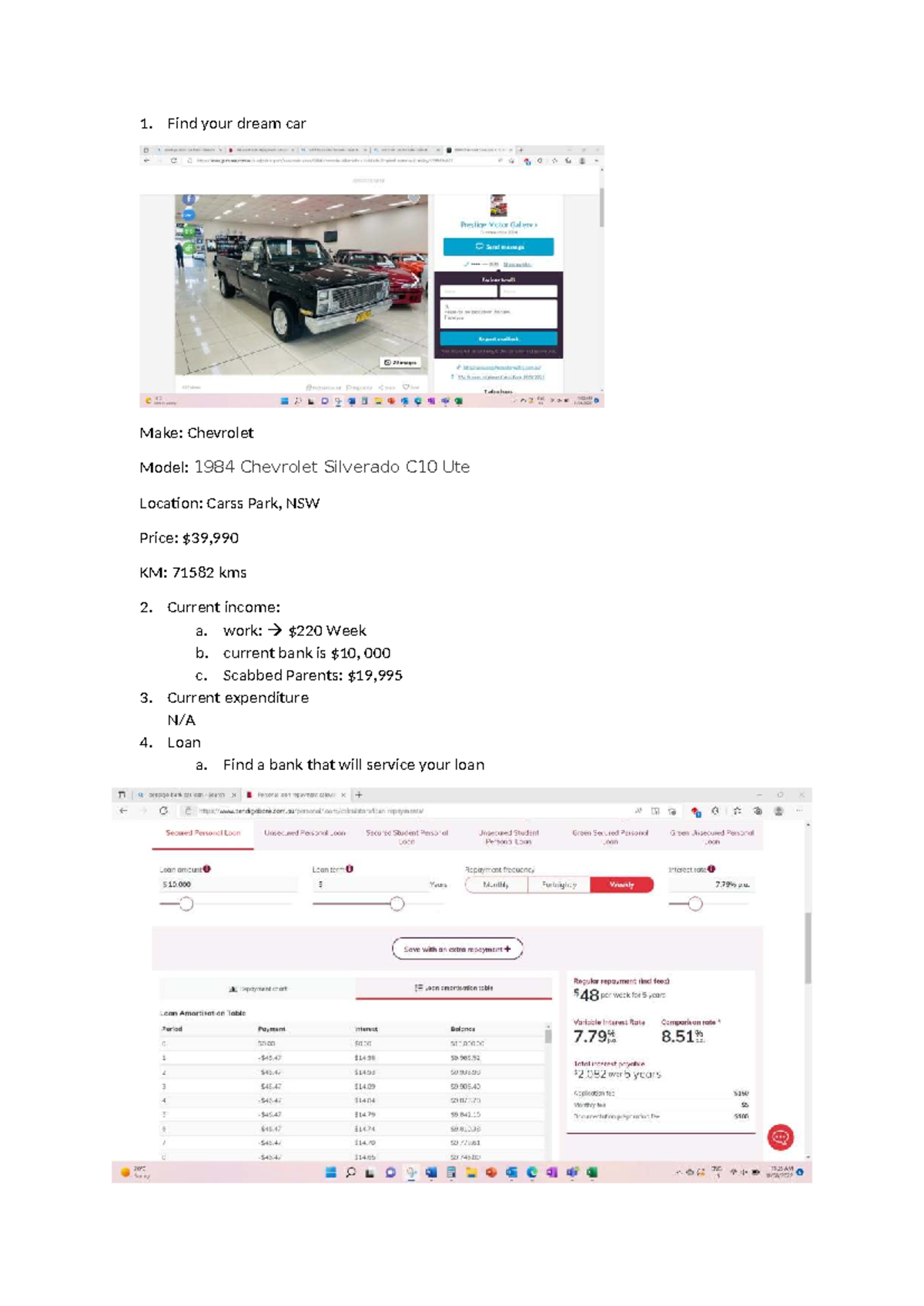10 BUS Practice Car Task: Financial Planning & Loan Analysis - Studocu