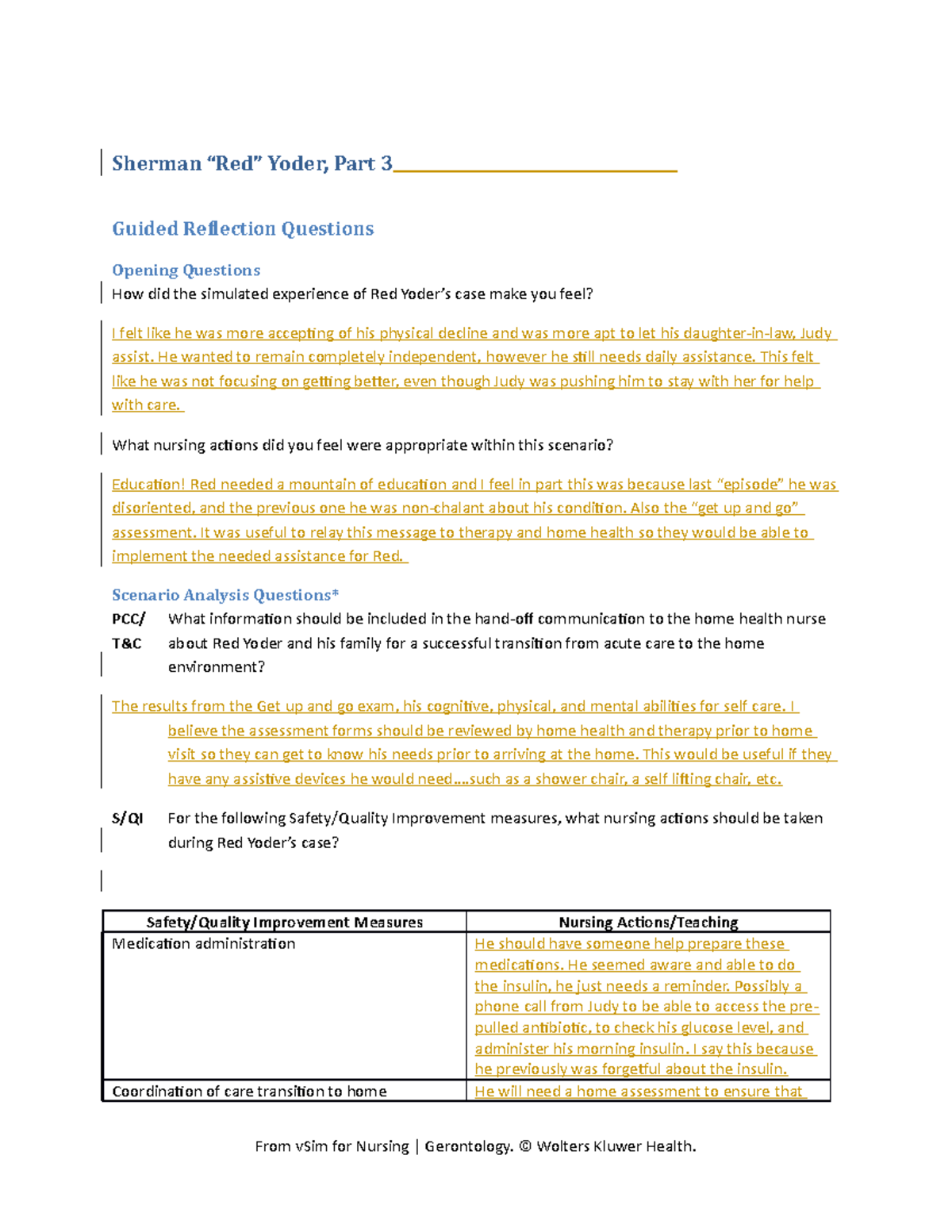 Guided Reflection on Red Yoder's Case: Part 3 Insights (Nursing 101 ...