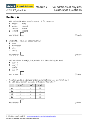 OCR AS Alevel Physics BOOK1 answers - Development of practical skills ...