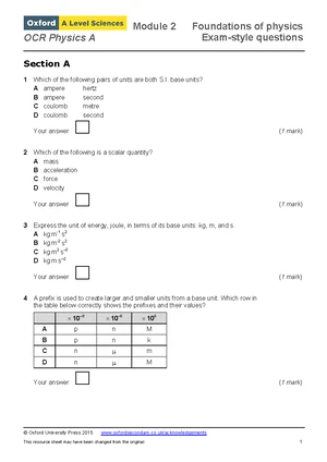 OCR AS A Level Physics Book 1: Practical Skills Answers & Analysis ...